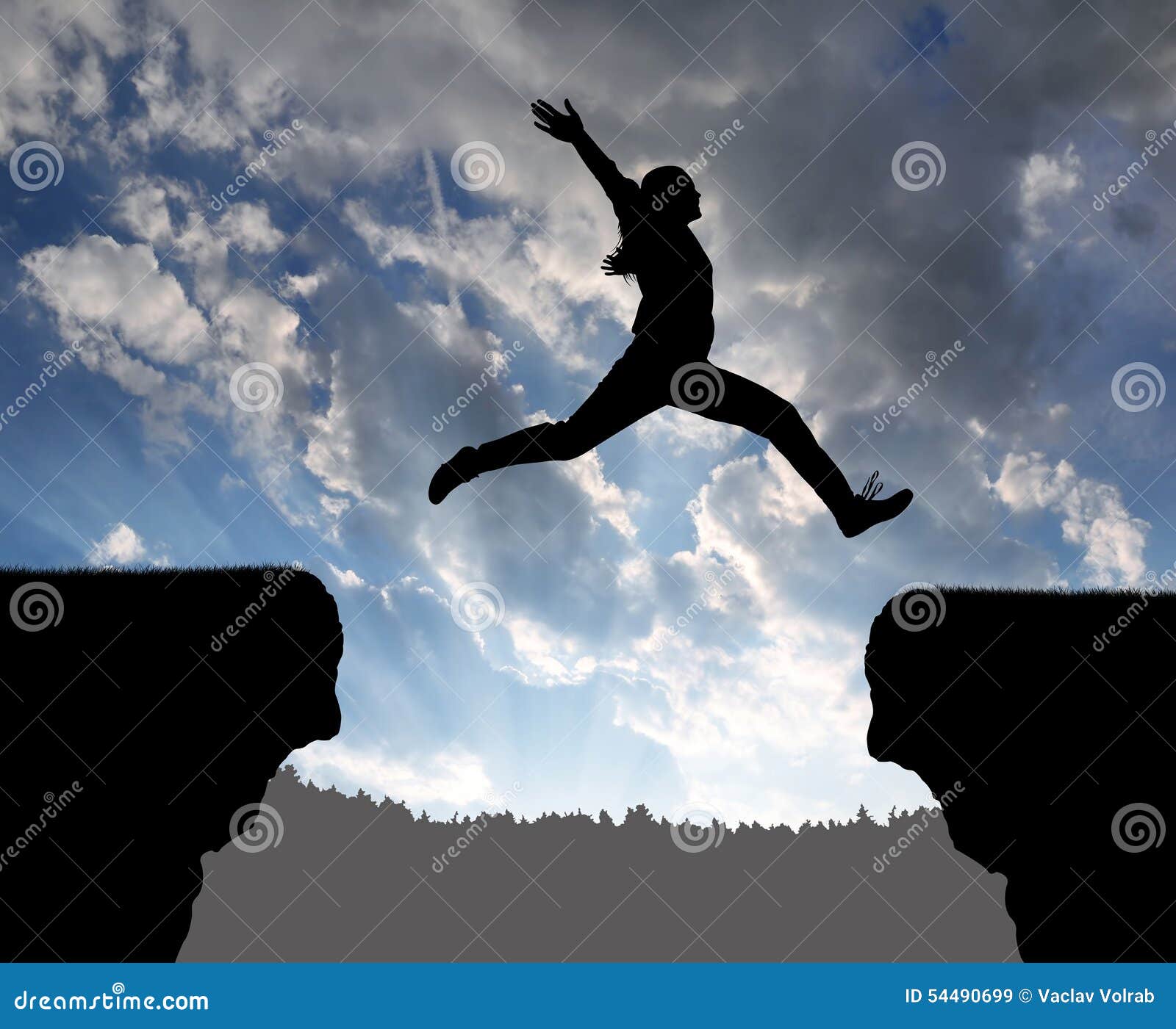 Silhouette the Girl Jumping Over the Gap Stock Image - Image of girl ...