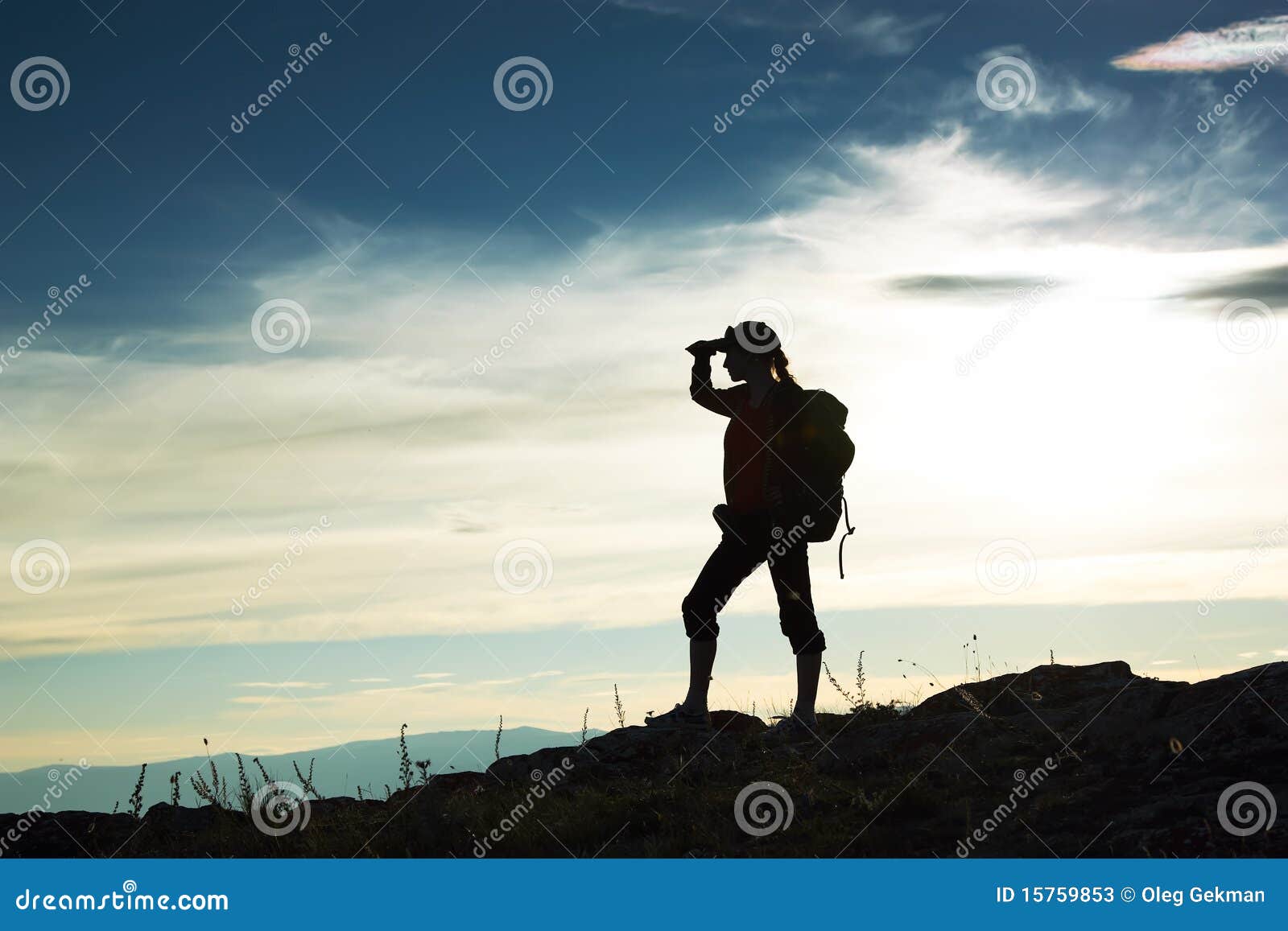 Silhouette of the Girl Looking in a Distance Stock Image - Image of ...
