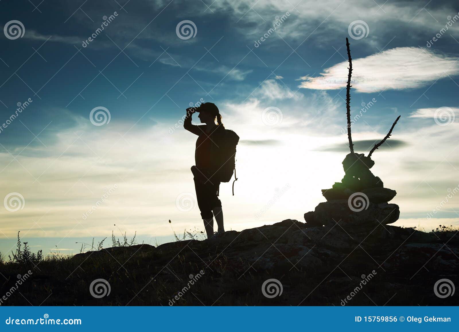 Silhouette of the Girl Looking in a Distance Stock Photo - Image of ...