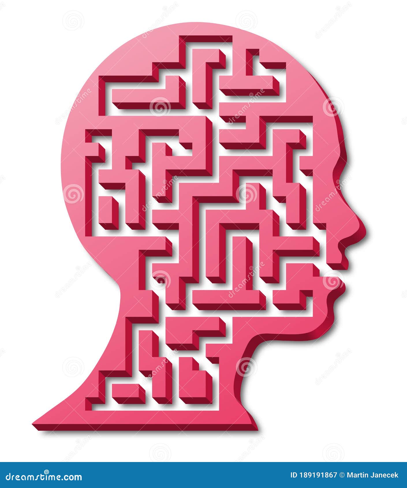 Silhouette of a Girl`s Head, Mind Maze Stock Illustration ...