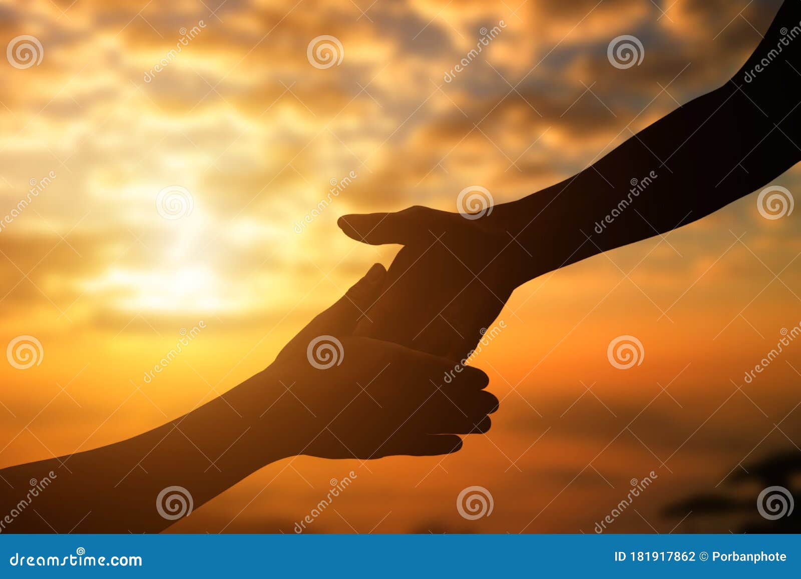 Silhouette of Giving a Helping Hand, Hope and Support Each Other Over ...
