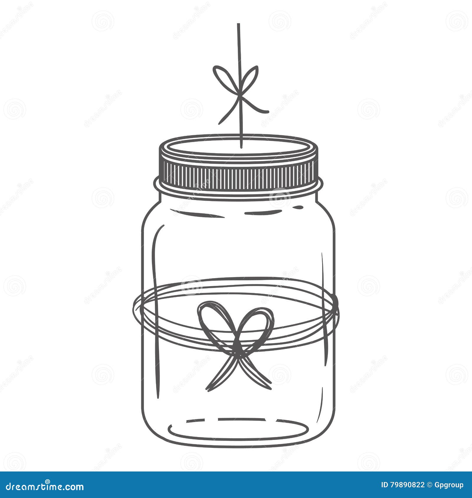Silhouette Glass Jar with Thread in Bow Shape Stock Vector ...