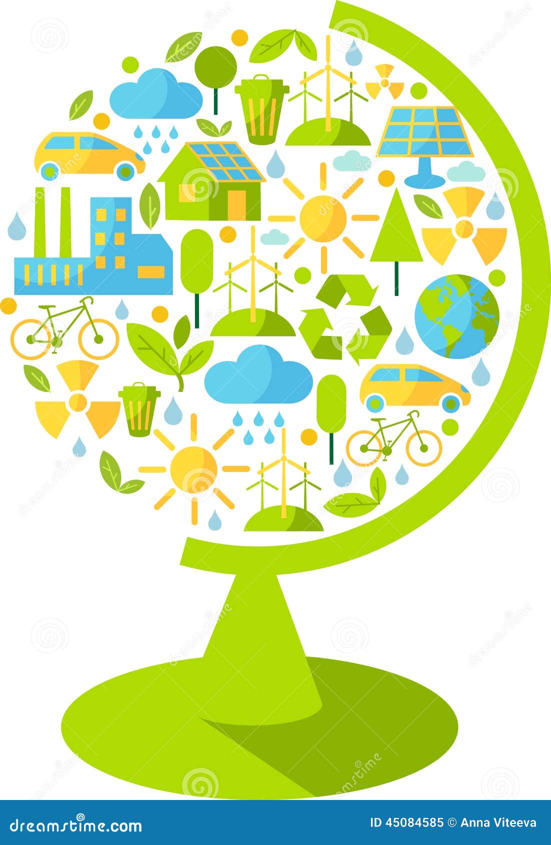 Silhouette of Globe with Ecology Icons Stock Illustration ...
