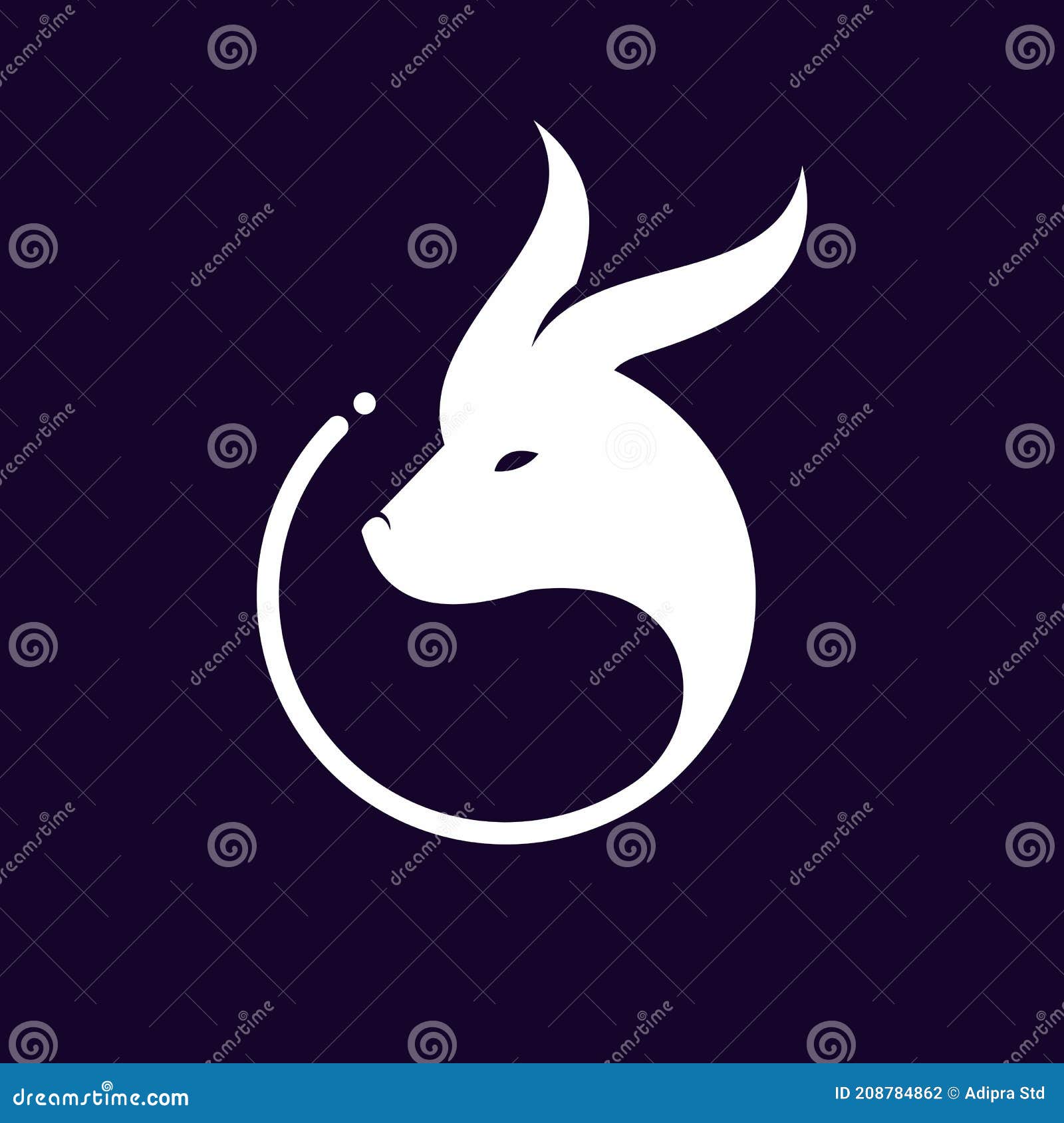 Silhouette of Goat Head Vector in Circle Stock Vector - Illustration of ...