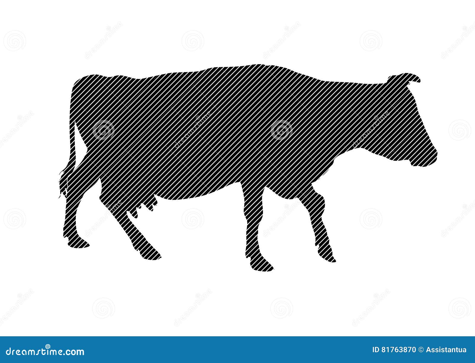 Silhouette of Going Striped Cow Stock Illustration - Illustration of ...