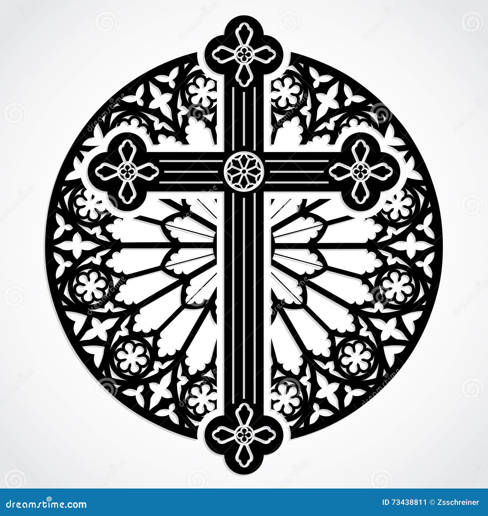 Gothic Circle Window, Vector Illustration, Un-expanded Strokes ...
