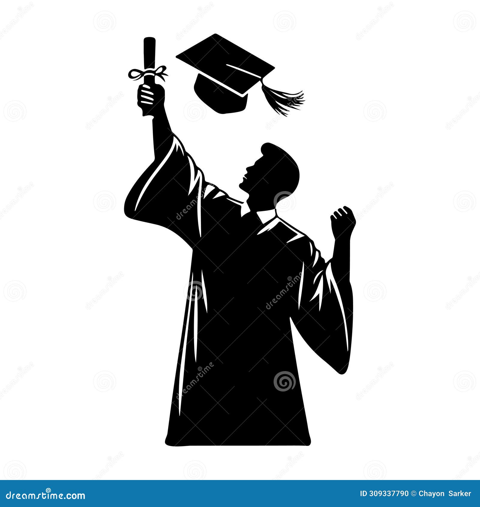Silhouette of Graduation Man Vector Illustration Stock Vector ...