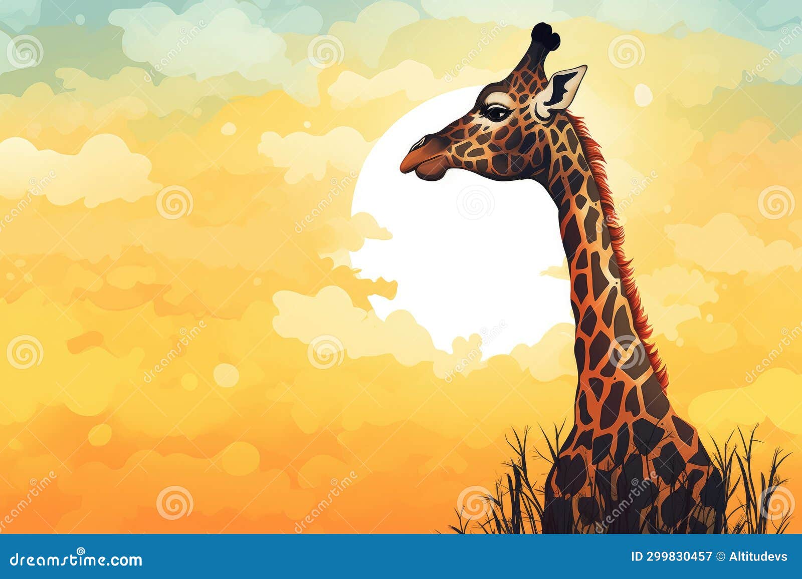 Silhouette of a Grazing Giraffe with Sunset Backdrop Stock Image ...