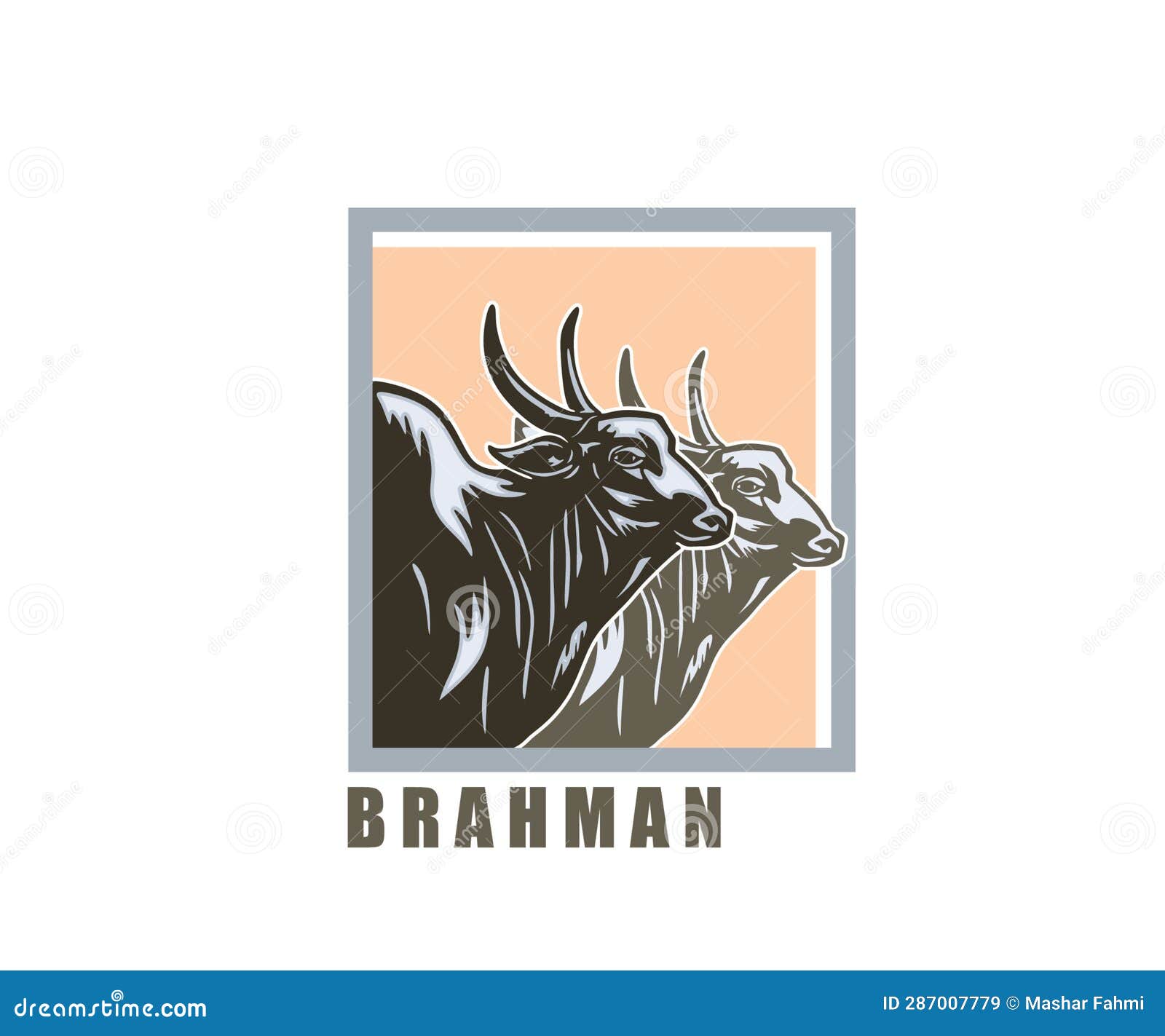 BRAHMAN CATTLE HEAD, BIG AND STRONG COW LOGO Cartoon Vector ...