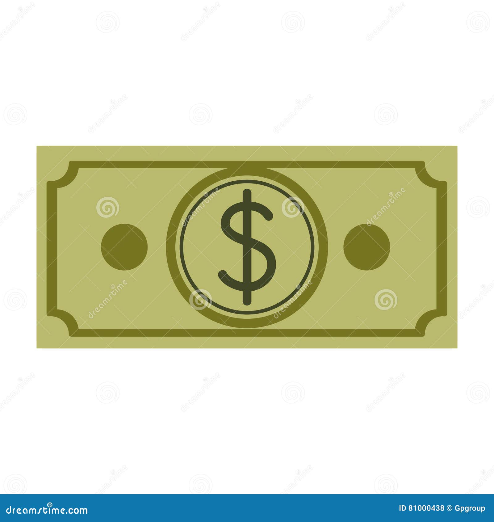 Silhouette Green Bill with Currency Symbol Dollar Stock Vector ...