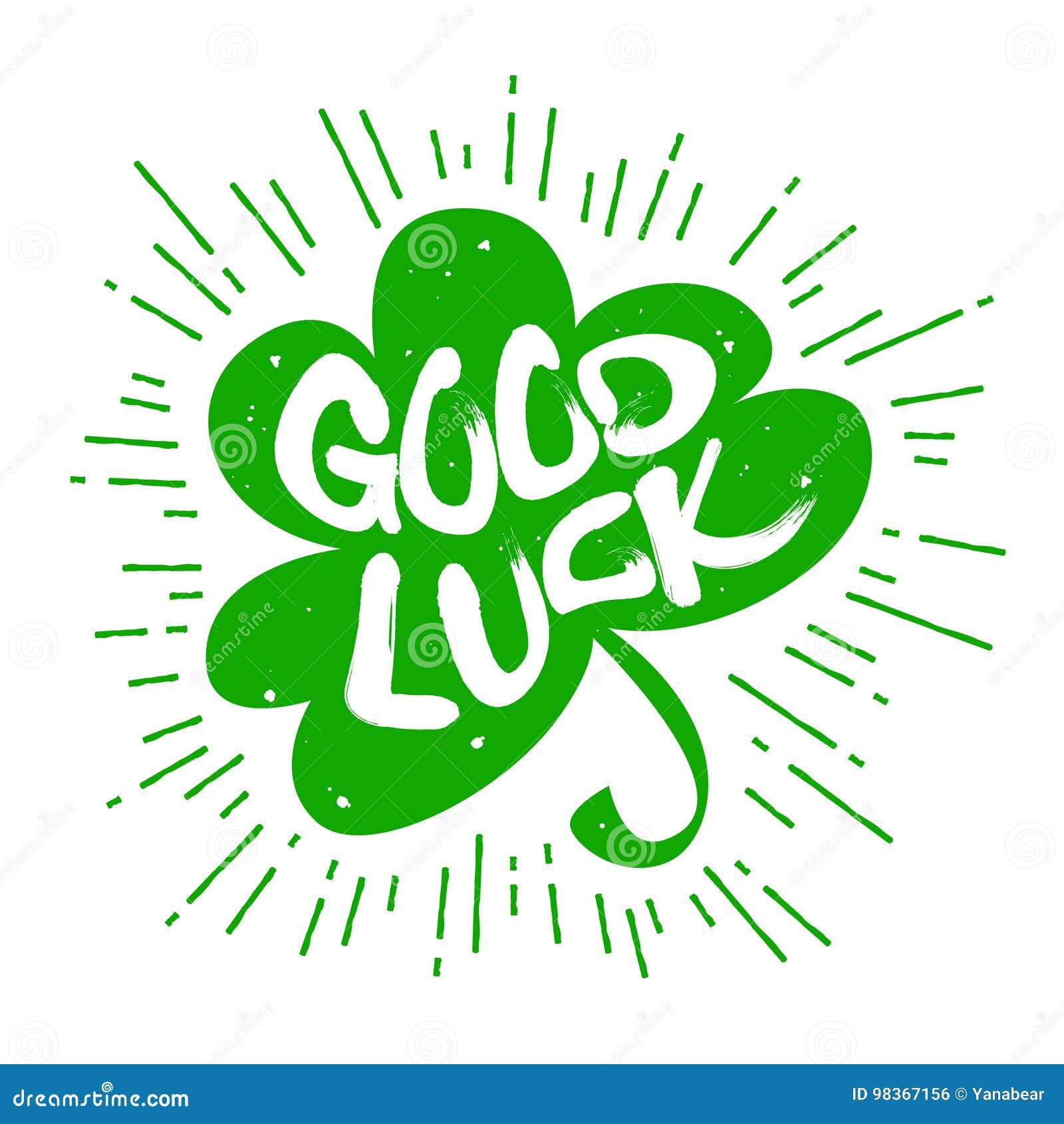 Silhouette of a Green Clover with Lettering Text Good Luck. Vector ...
