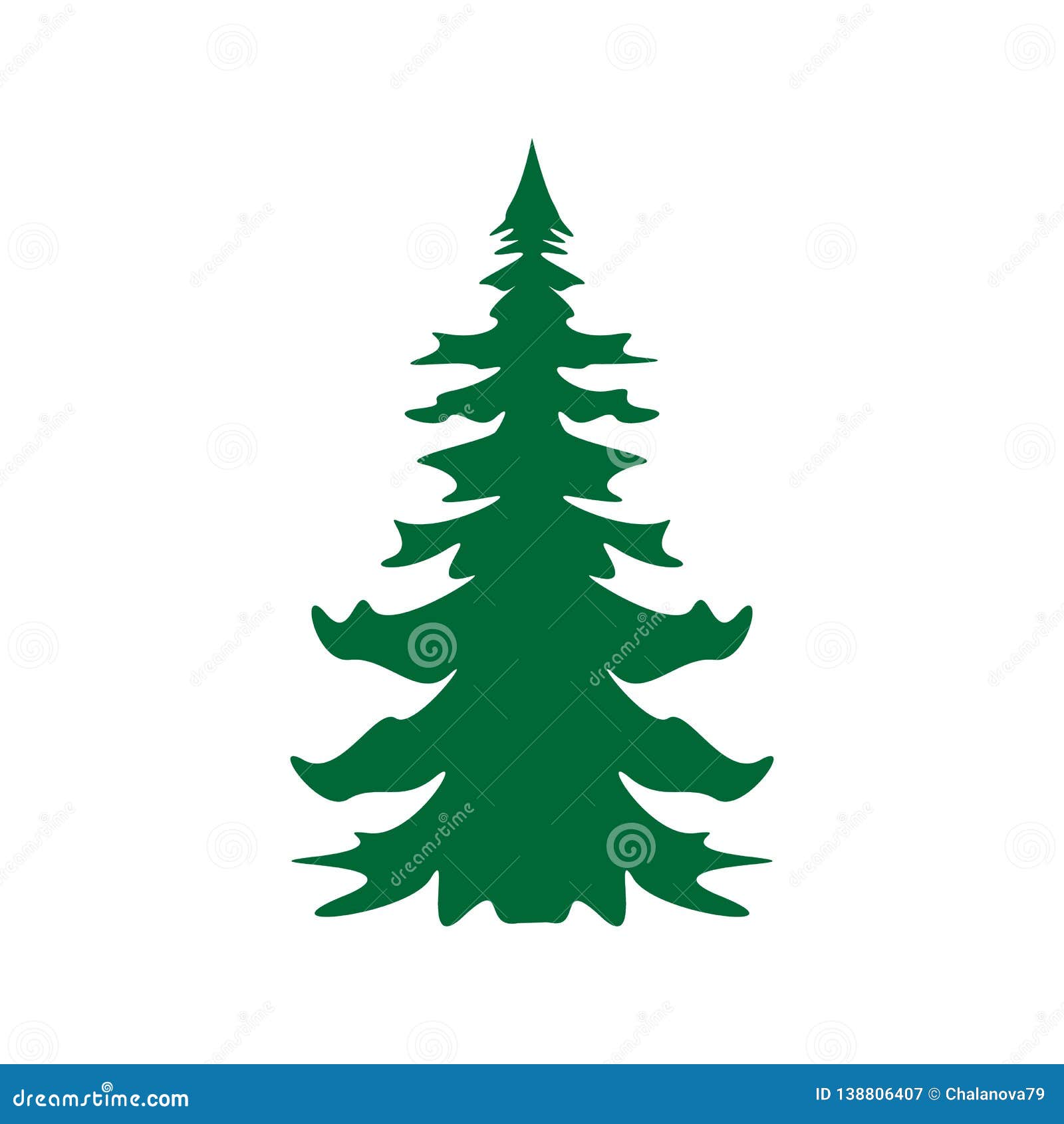 Silhouette of Green Fir-tree in Vector Format.Vector Illustration ...
