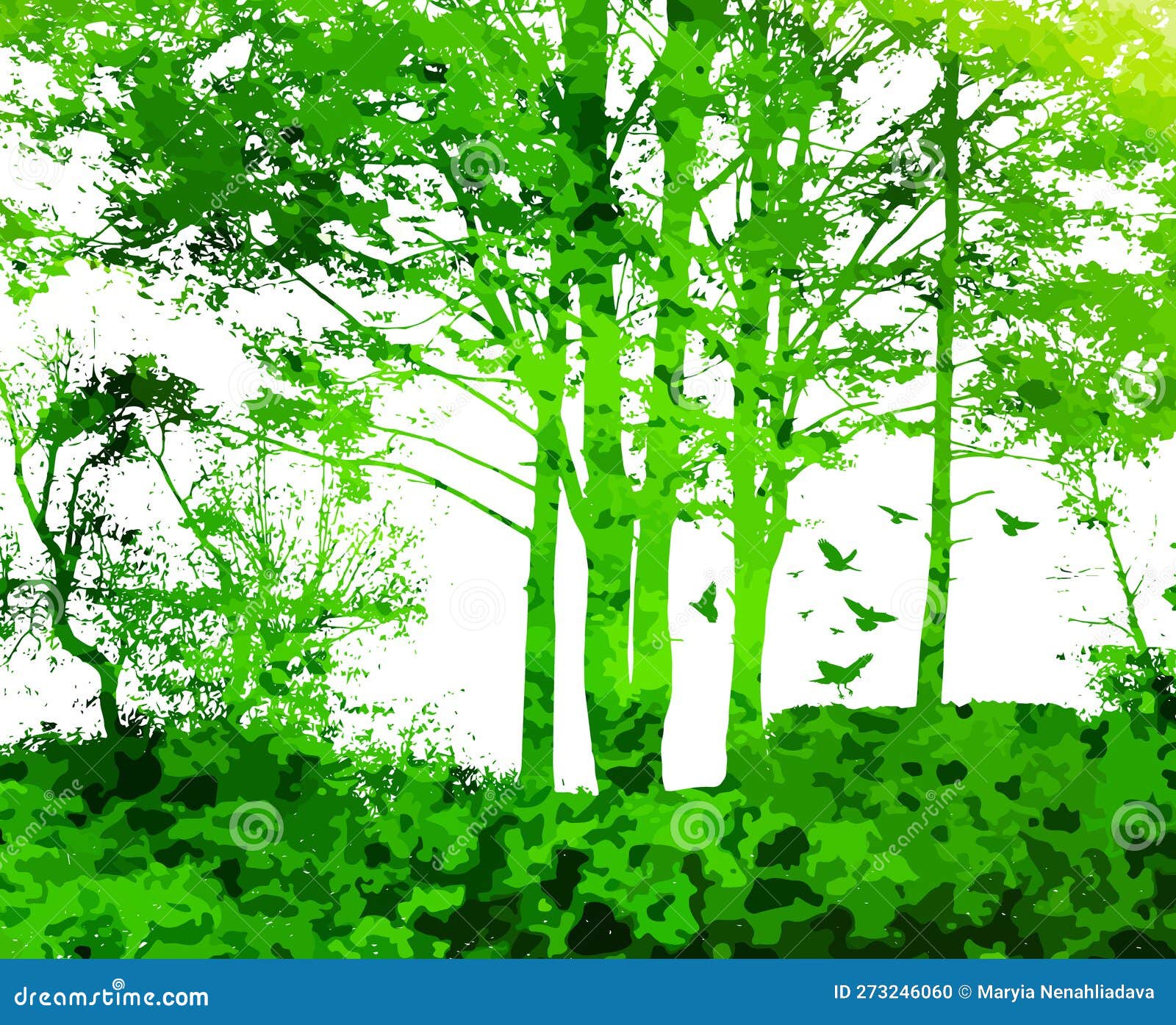 Silhouette Green Trees in the Forest. Vector Illustration Stock ...