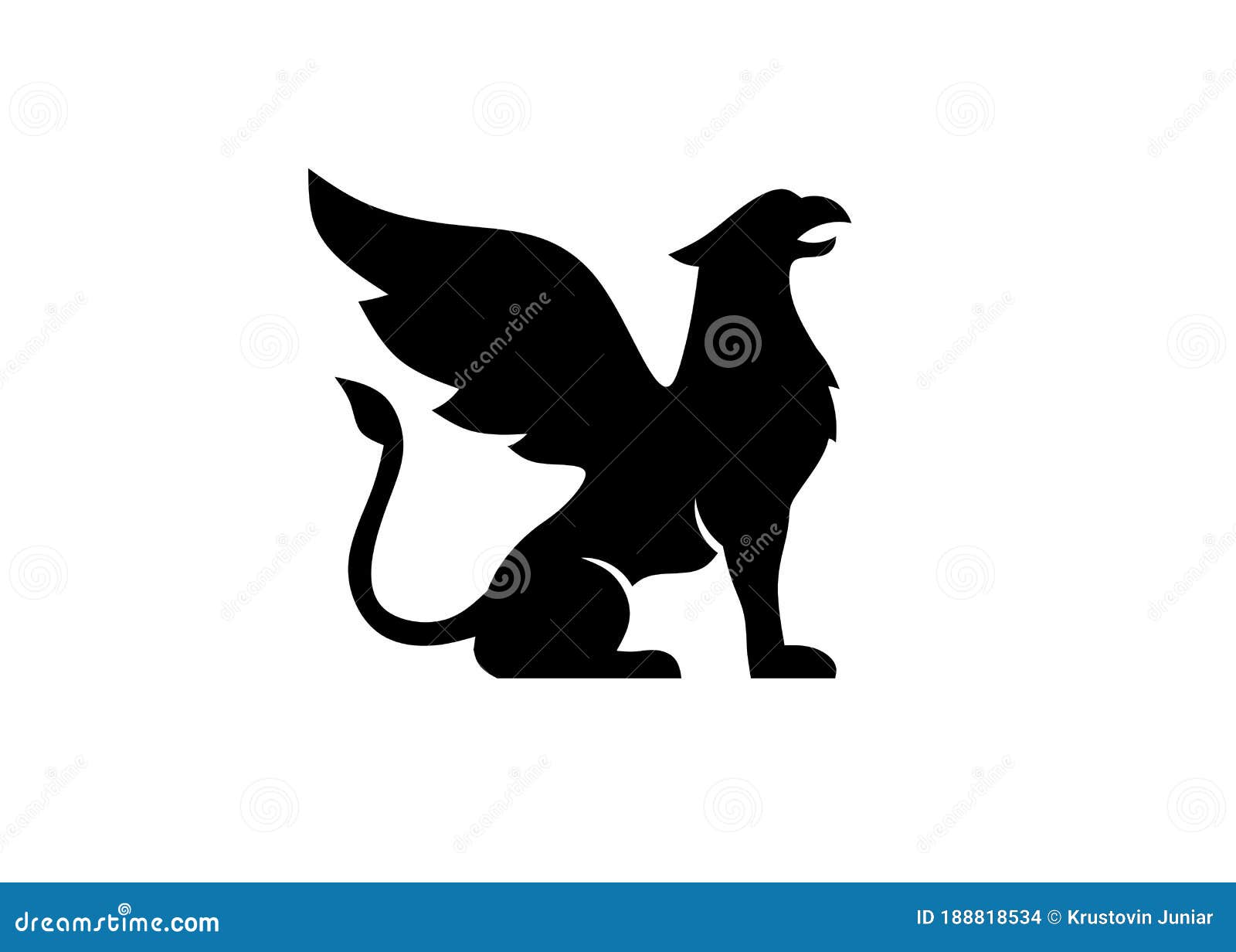 Silhouette Of Griffin. Vector Gryphon. Mythical Creature. Isolated On ...