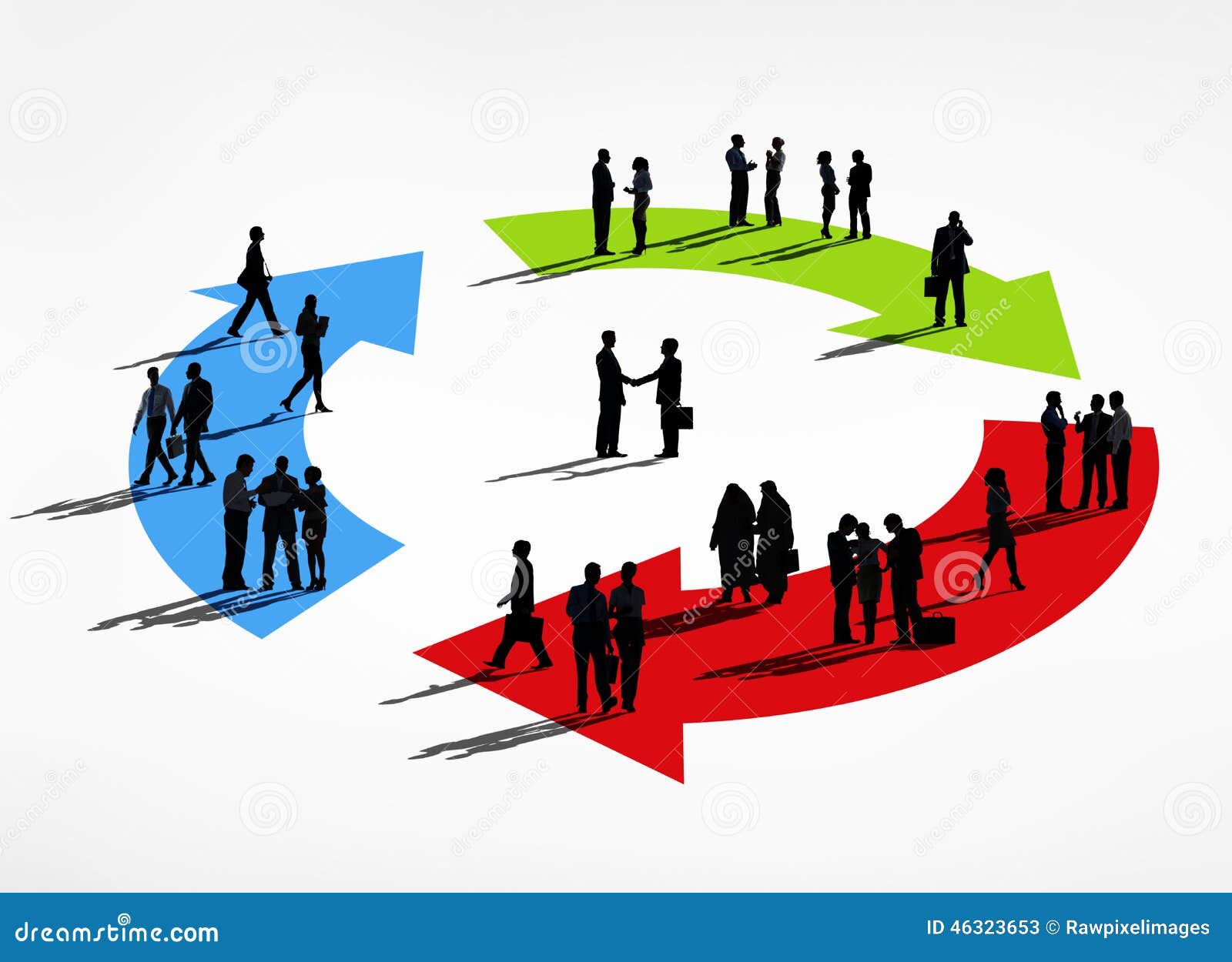 Silhouette Group of Business People Cycle Concept Stock Illustration ...