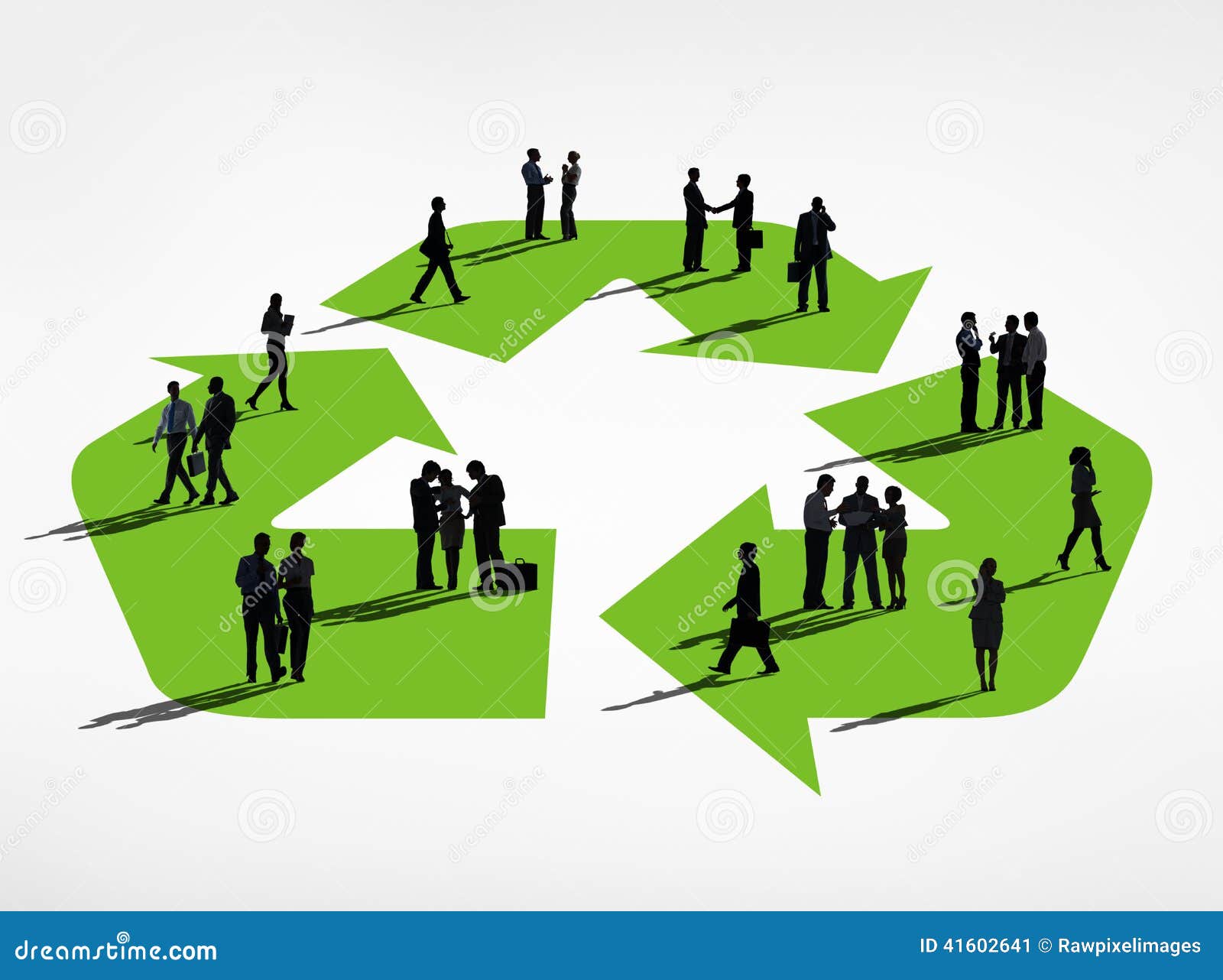 Silhouette Group Of Business People With Recycle Symbol Royalty-Free ...