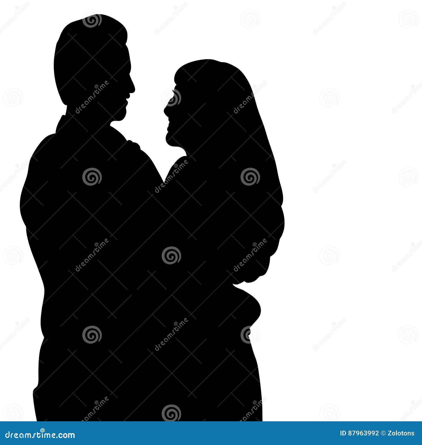 Silhouette of Guy and Girl Hugging Stock Illustration - Illustration of ...