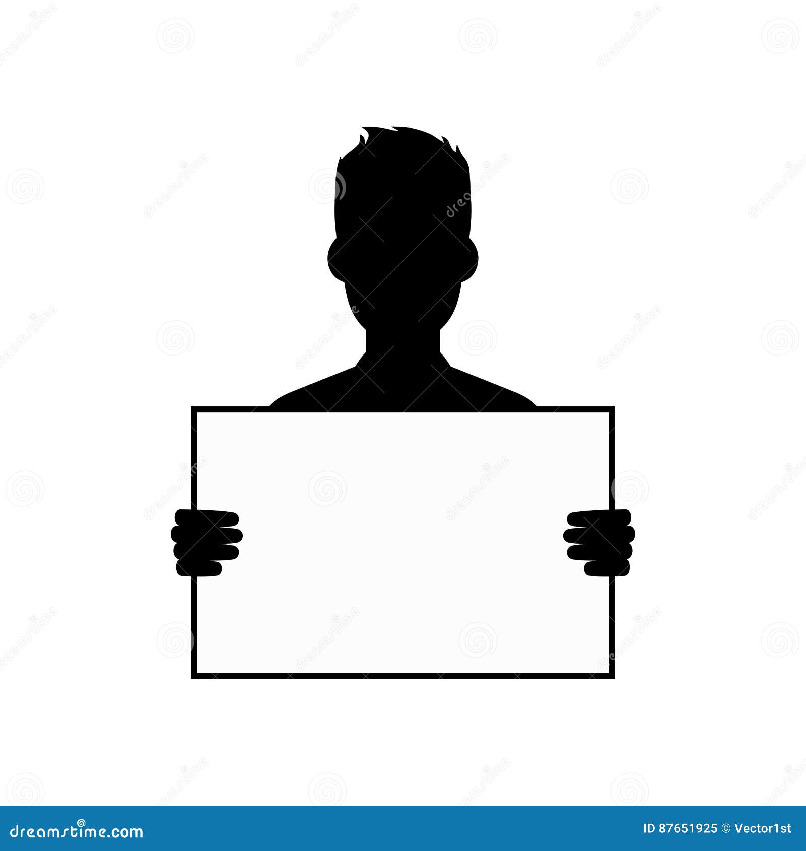 Silhouette Guy Holding Blank Sign Stock Vector - Illustration of ...