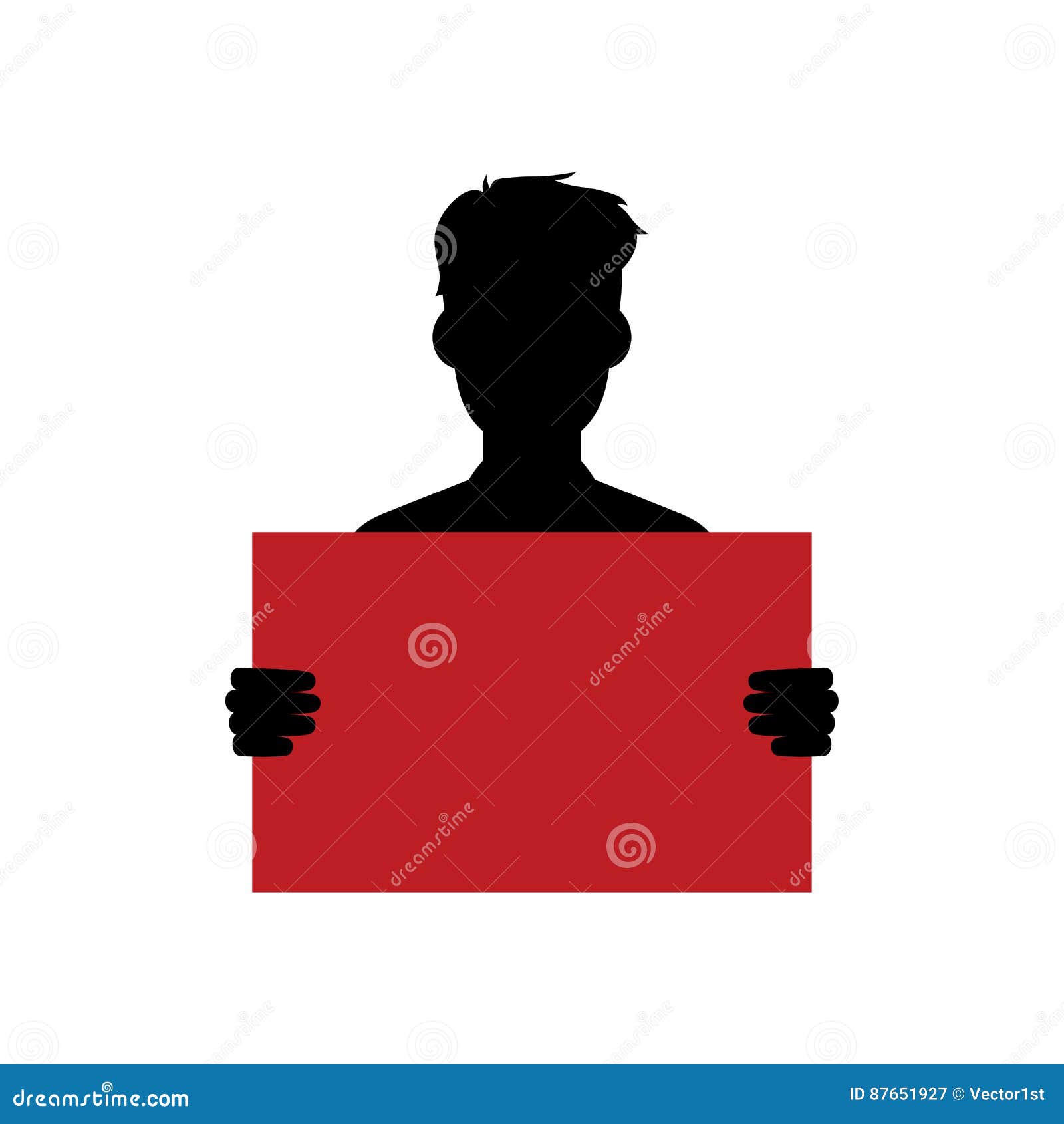 Silhouette Guy Holding Blank Sign Stock Vector - Illustration of ...