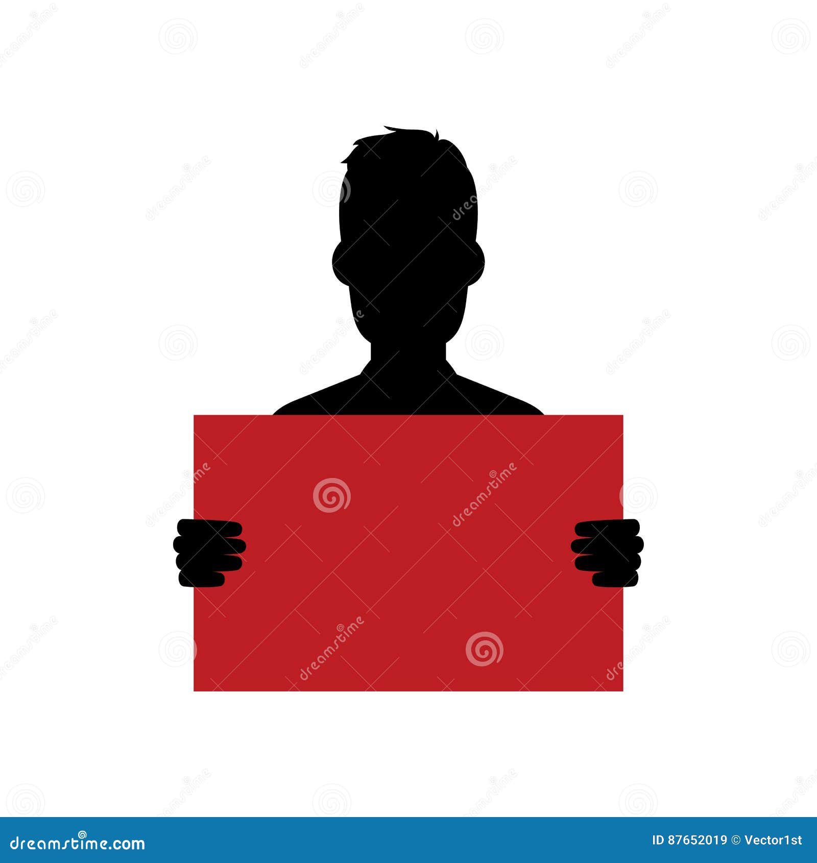 Silhouette Guy Holding Blank Sign Stock Vector - Illustration of ...