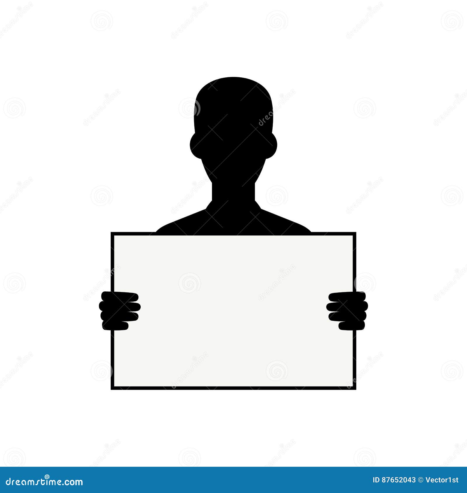 Silhouette Guy Holding Blank Sign Stock Vector - Illustration of promo ...