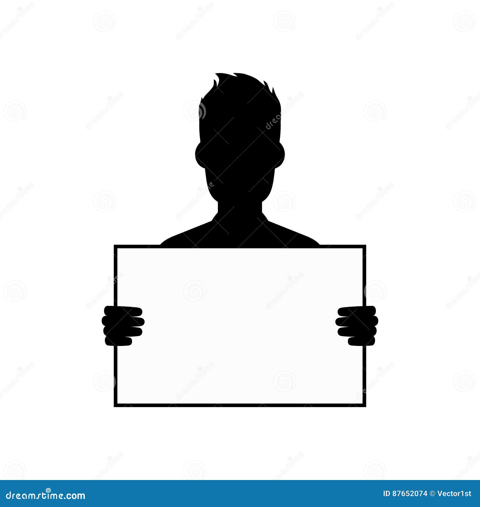 Silhouette Guy Holding Blank Sign Stock Vector - Illustration of ...