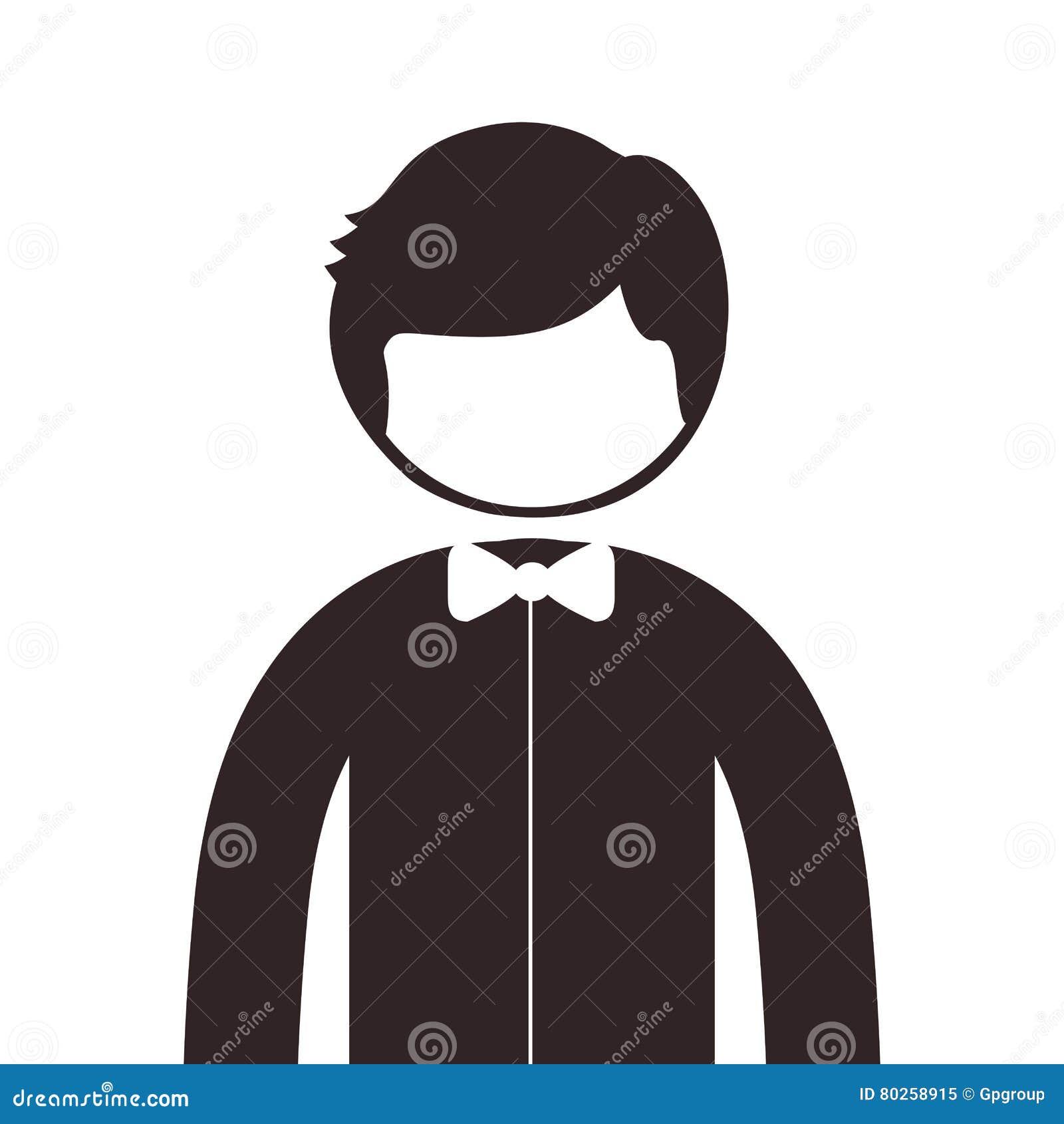 Silhouette Half Body Man with Bowtie Stock Vector - Illustration of ...