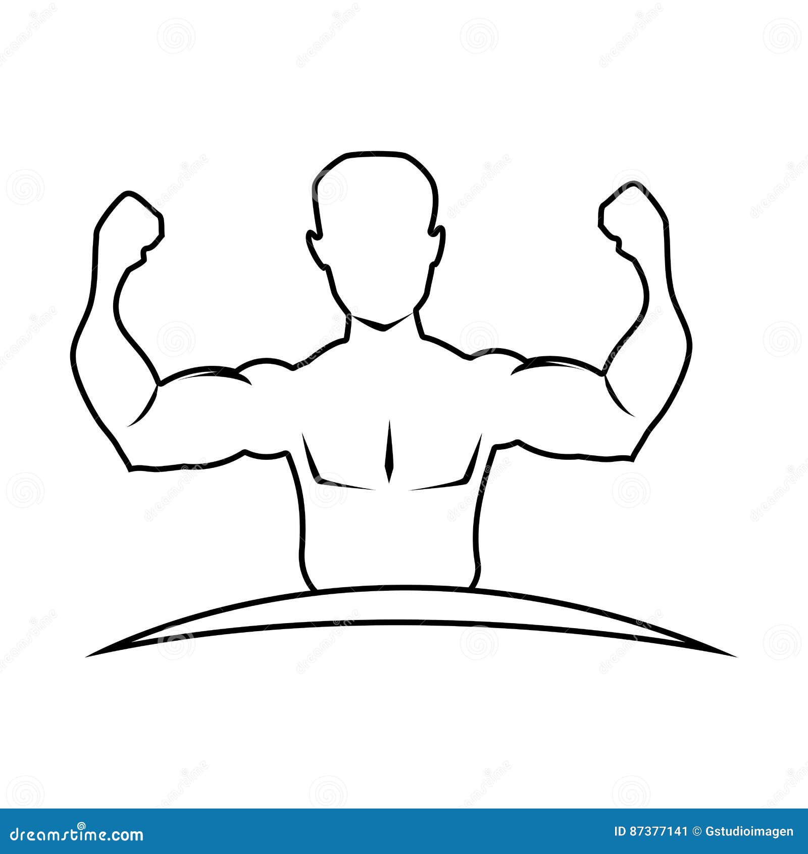 Silhouette Half Body Muscle Man Stock Vector - Illustration of club ...
