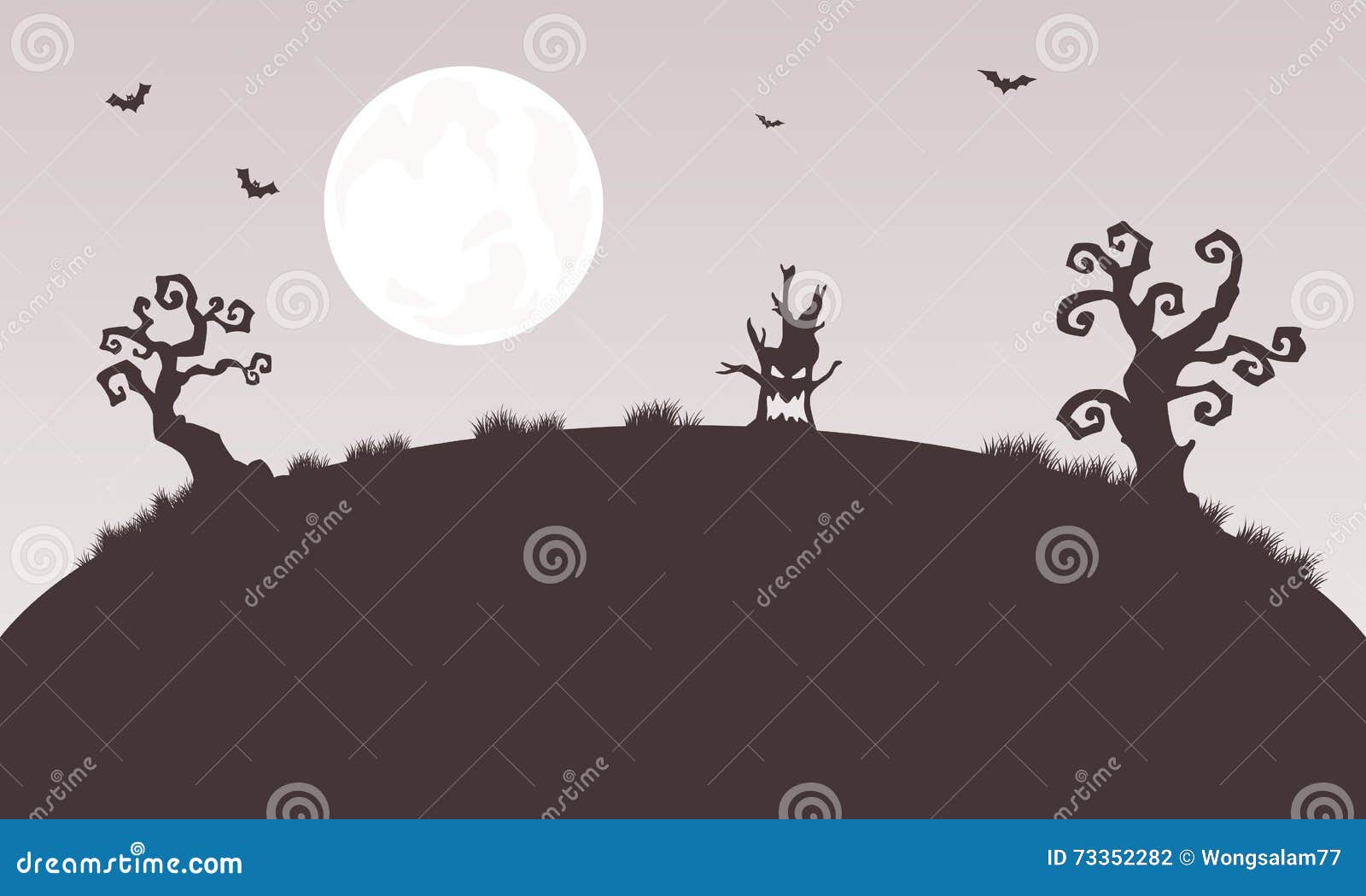 Silhouette of Halloween Monster and Tree Stock Vector - Illustration of ...