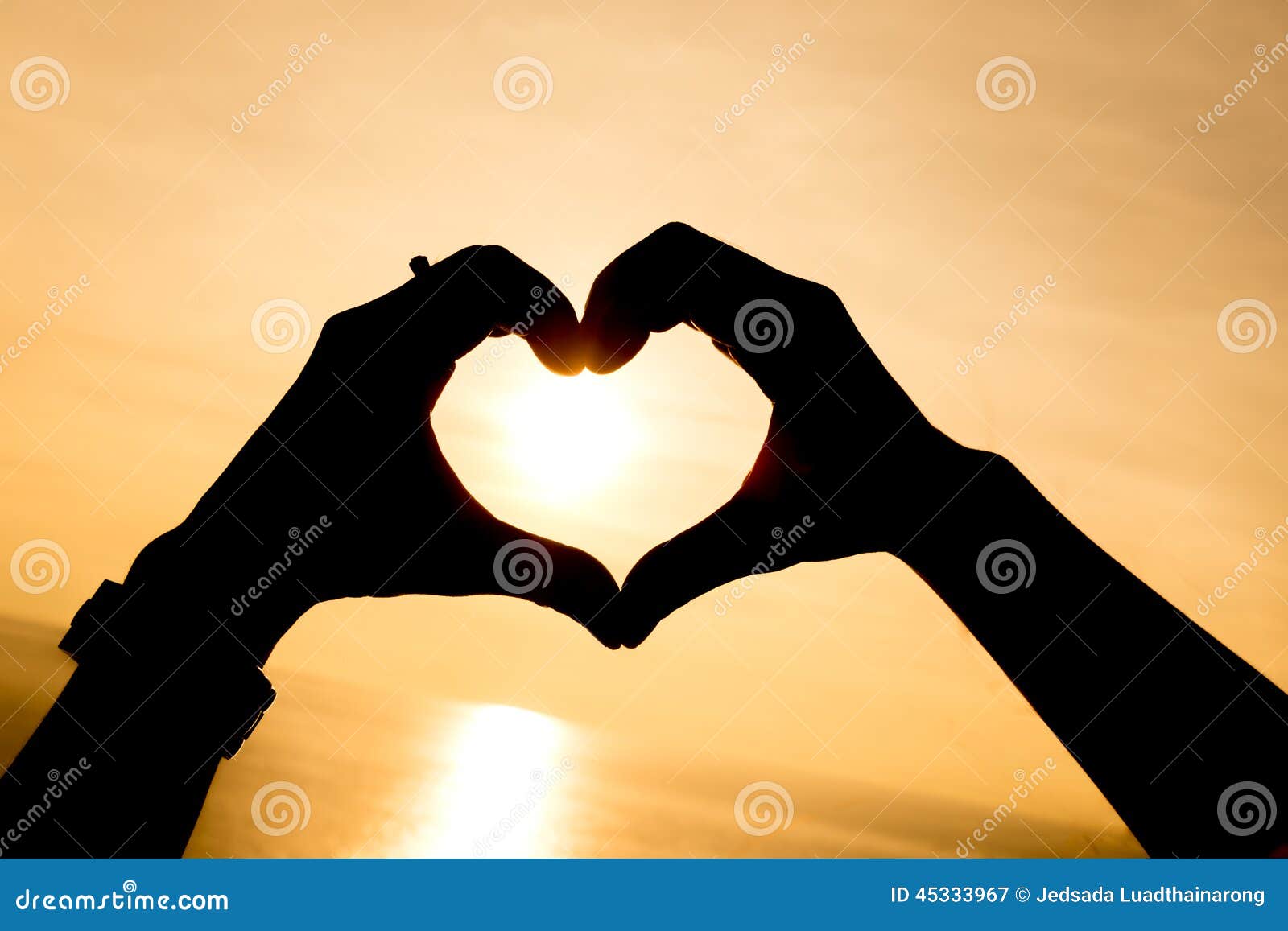 Silhouette Hand Making Heart Shape with Sunset Stock Image - Image of ...