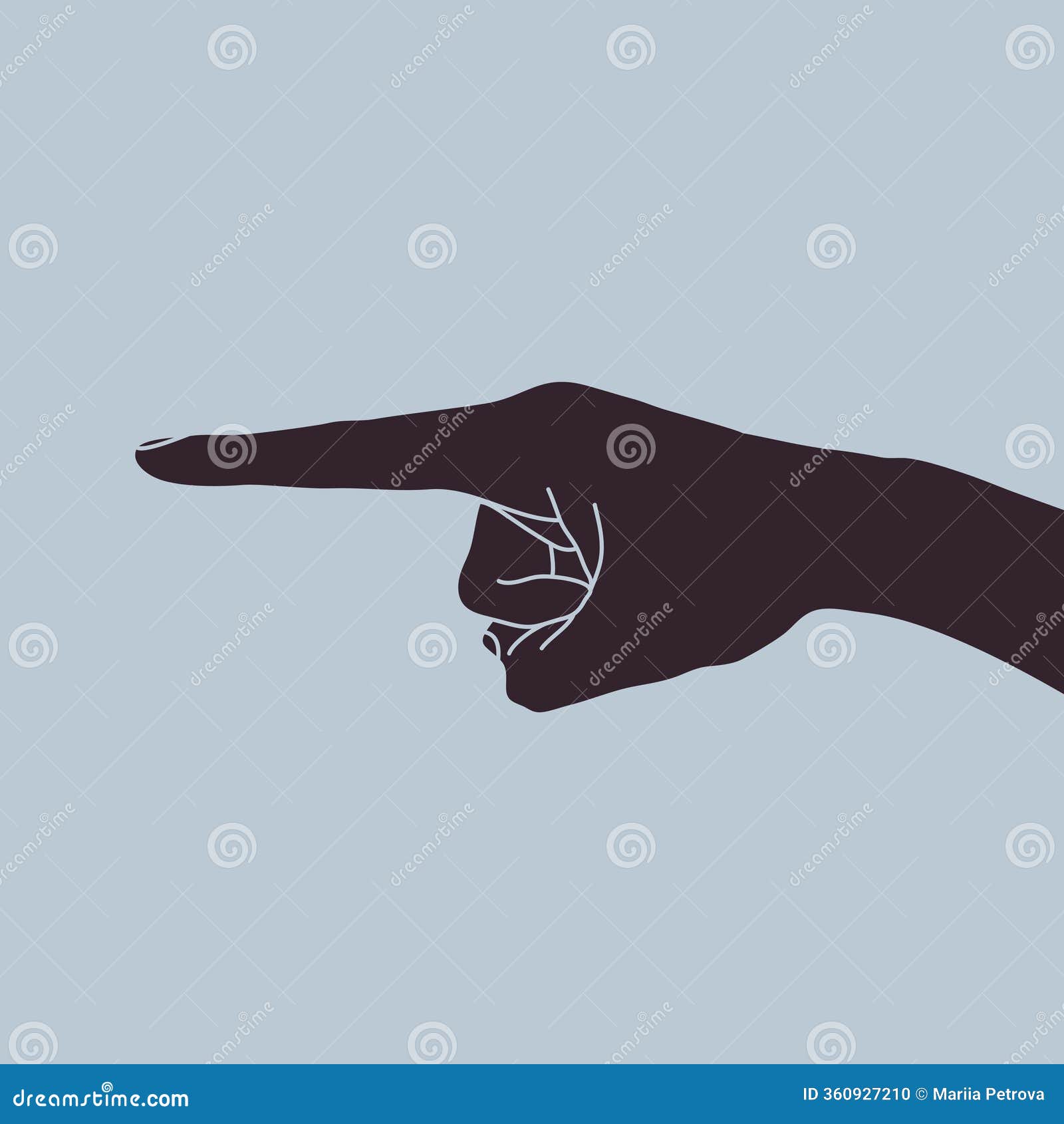 Silhouette of a Hand with Pointing Index Finger. Side View Stock ...