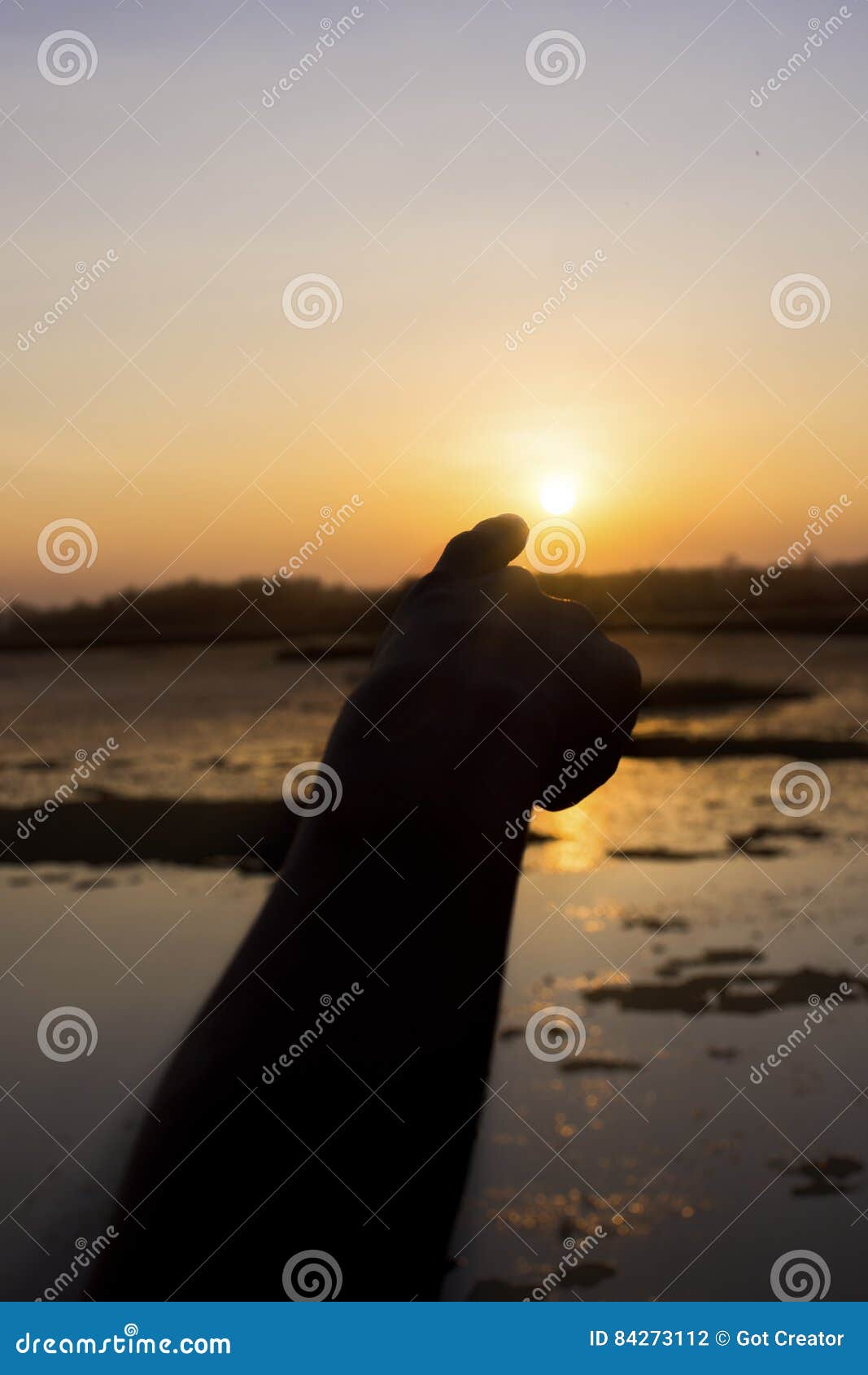 Silhouette Hand Pointing To the Sun Was Falling Stock Photo - Image of ...
