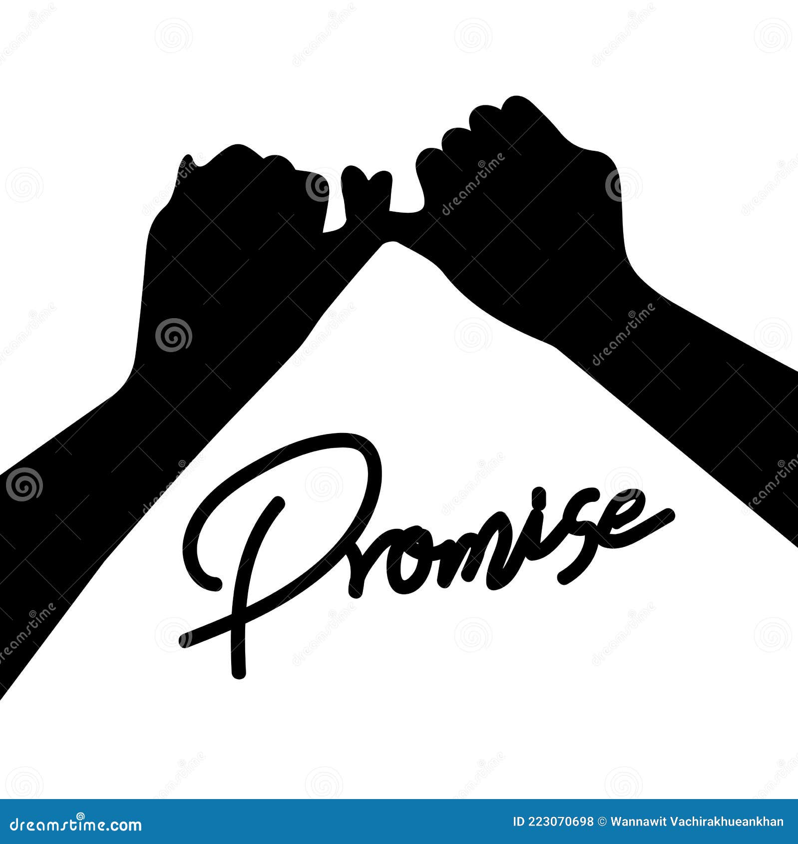 Silhouette of Hand Promise Flat Design Style Vector Stock Vector ...
