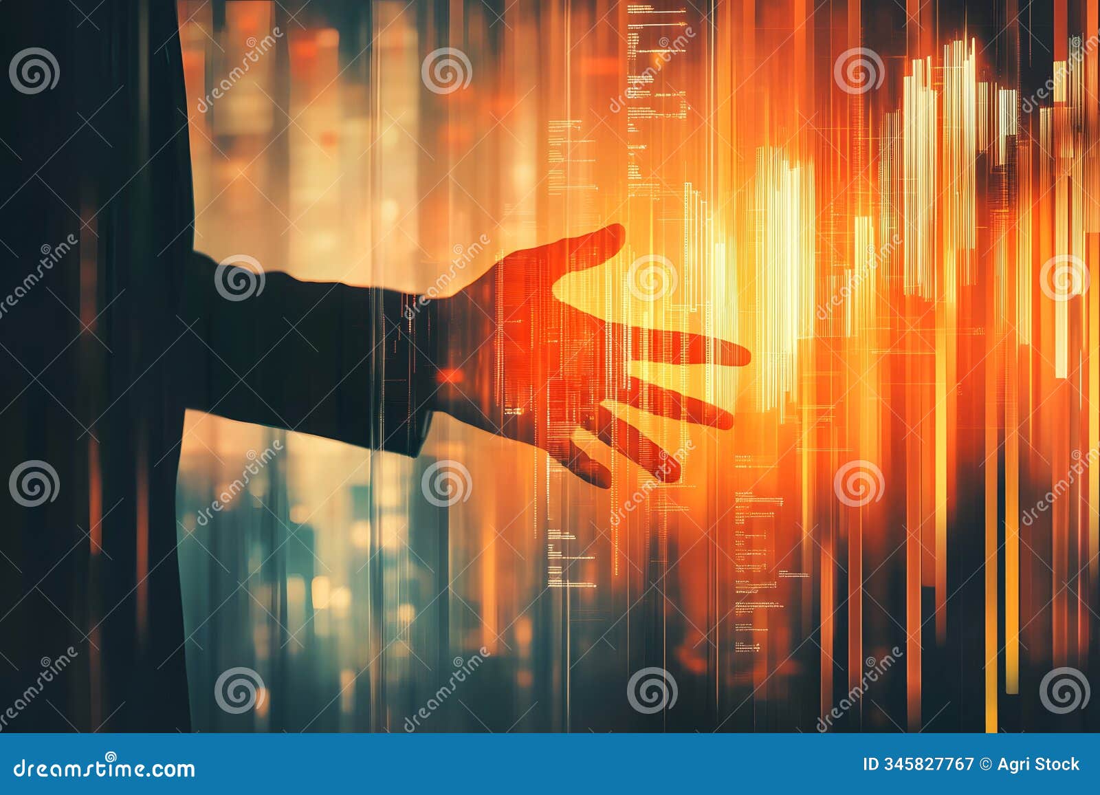 Silhouette of a Hand Reaching through a Digital Interface Stock ...