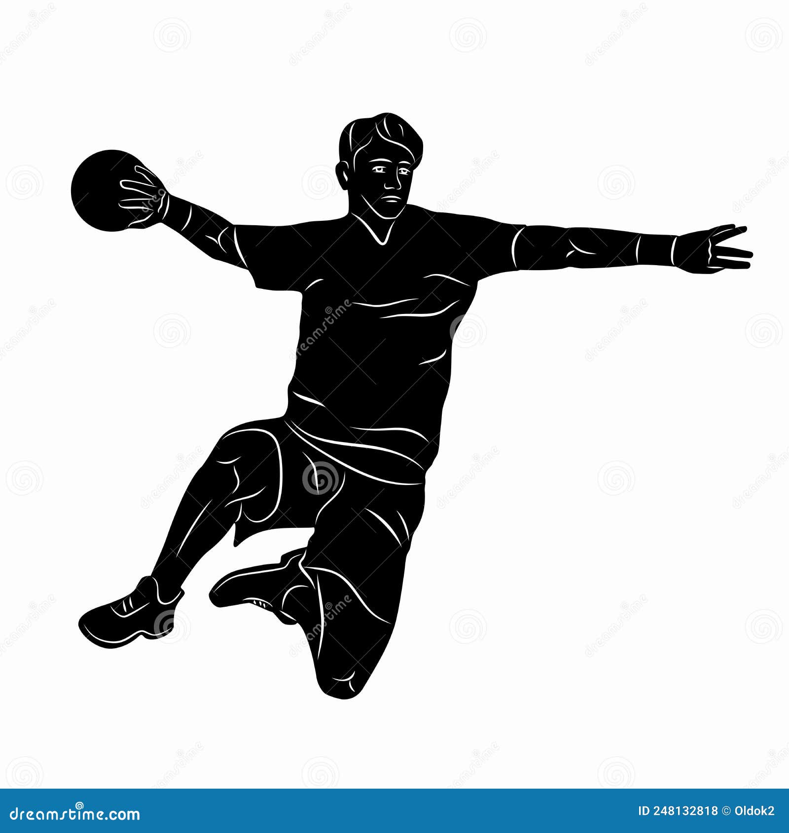 Silhouette Handball Player. Vector Drawing Stock Vector - Illustration ...