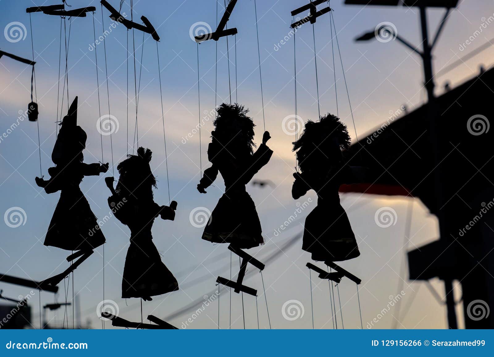 Silhouette of Hanging Puppet Dolls in Kathmandu Stock Photo - Image of ...
