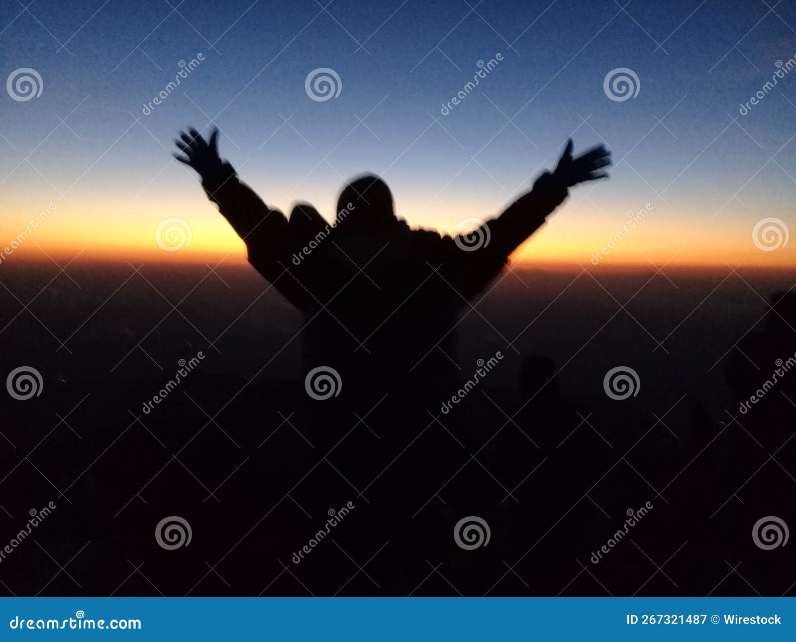 Silhouette of a Happy Person on a Sunset Stock Image - Image of ...