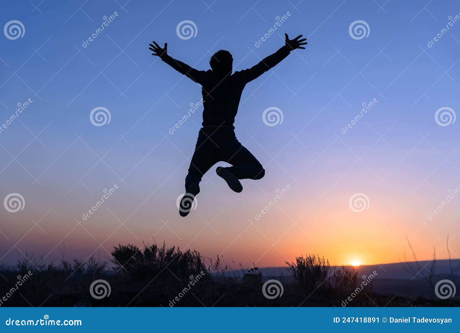 Silhouette of Happy at Sunset Stock Image - Image of person, active ...