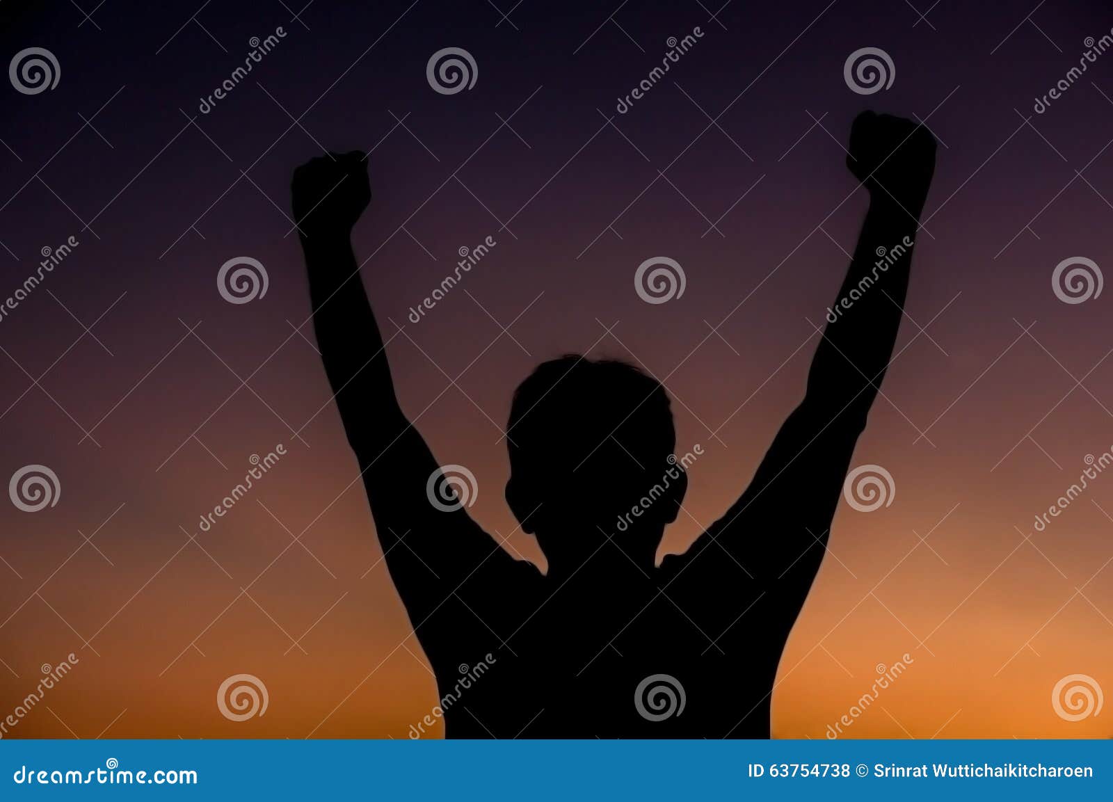 Silhouette of Happy Victory Man Stock Photo - Image of sunrise, active ...