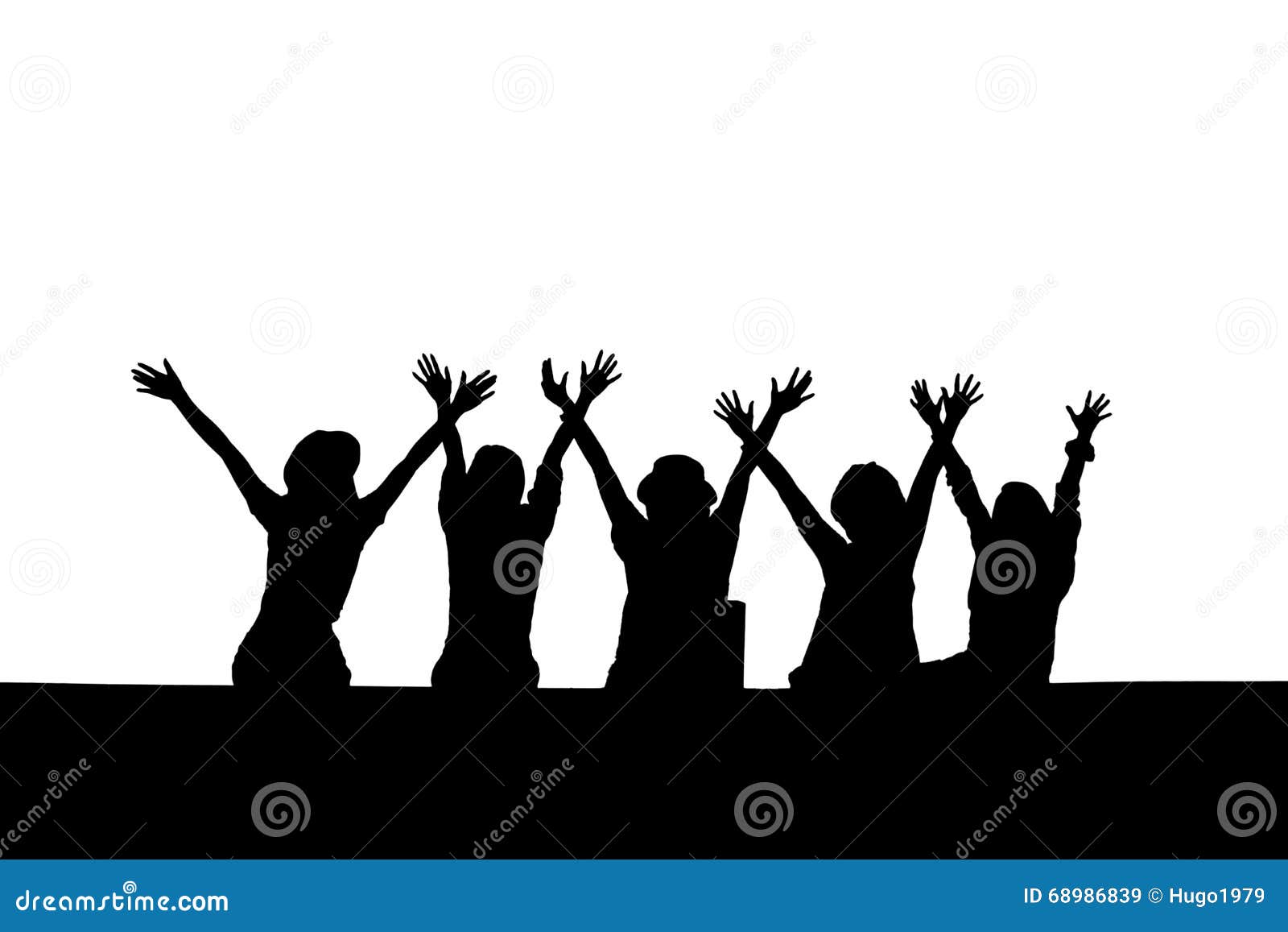 Silhouette of happy women stock image. Image of hands - 68986839