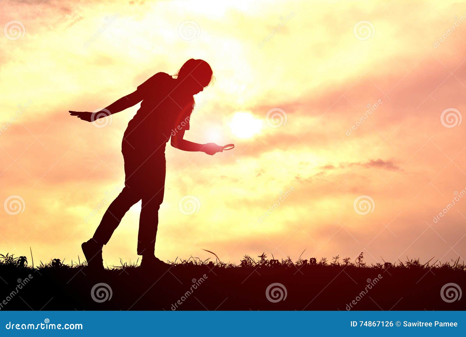 Silhouette Happy Women at Sunset Stock Photo - Image of excitement ...