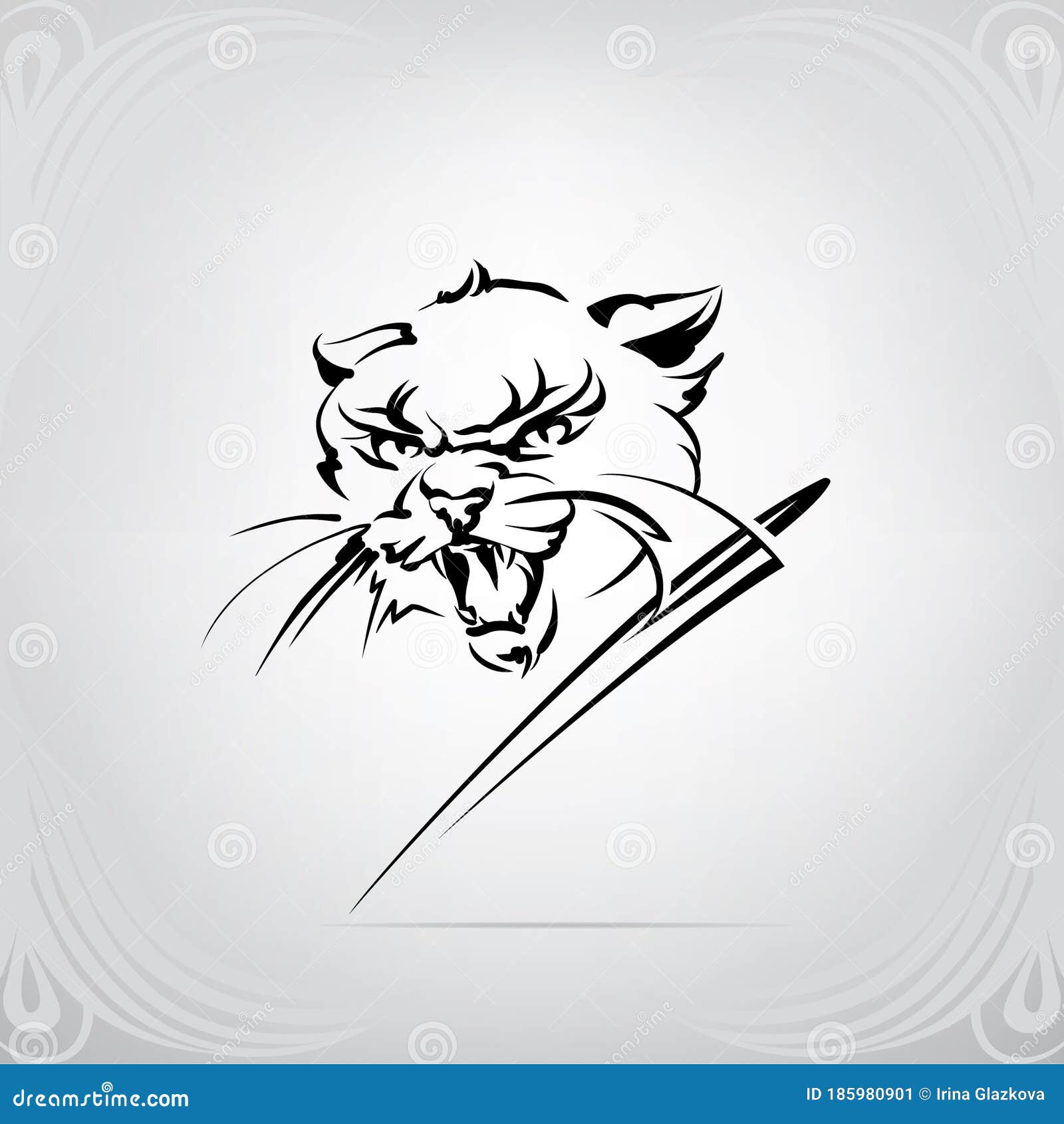 Silhouette of the Head of an Aggressive Cat. Vector Illustration Stock ...