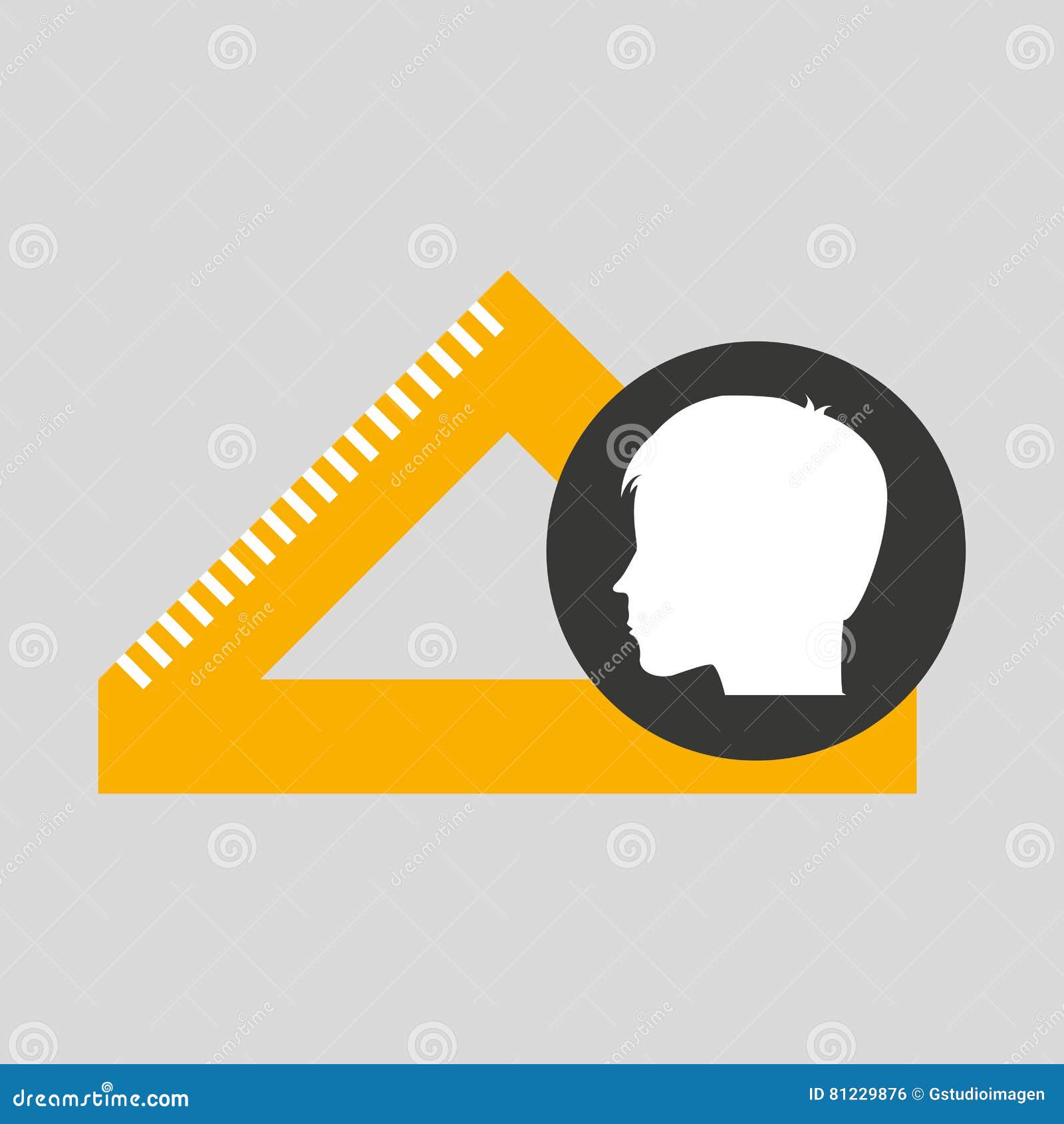 Silhouette Head Boy Student Geometry Stock Vector - Illustration of ...