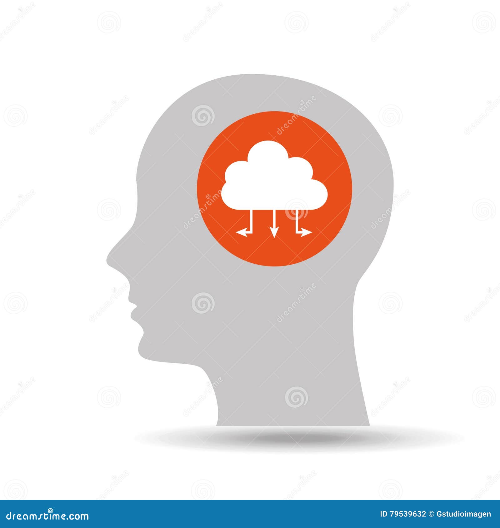 Silhouette Head Cloud Data Connected Icon Graphic Stock Illustration ...