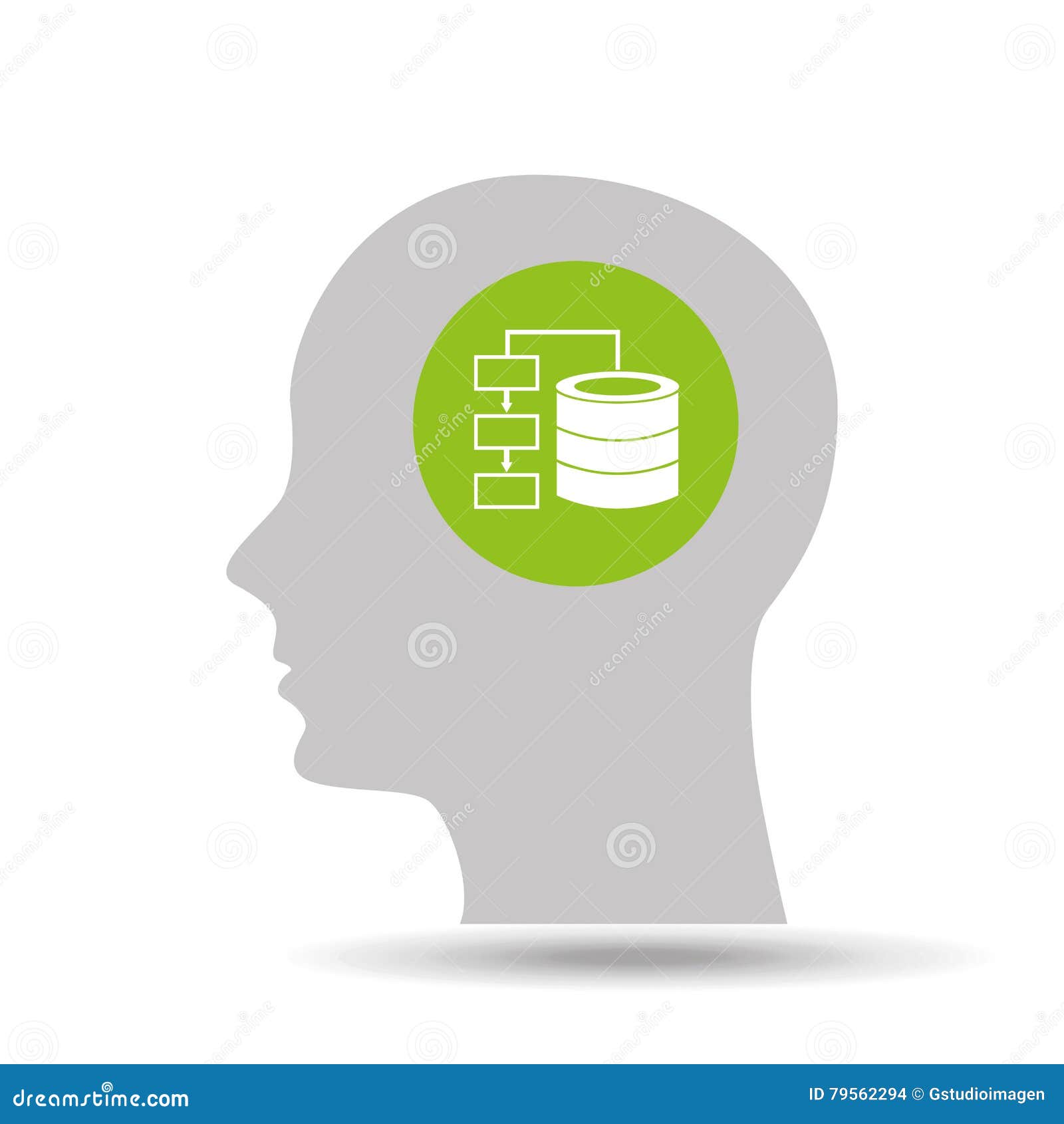 Silhouette Head Data Icon Graphic Stock Illustration - Illustration of ...