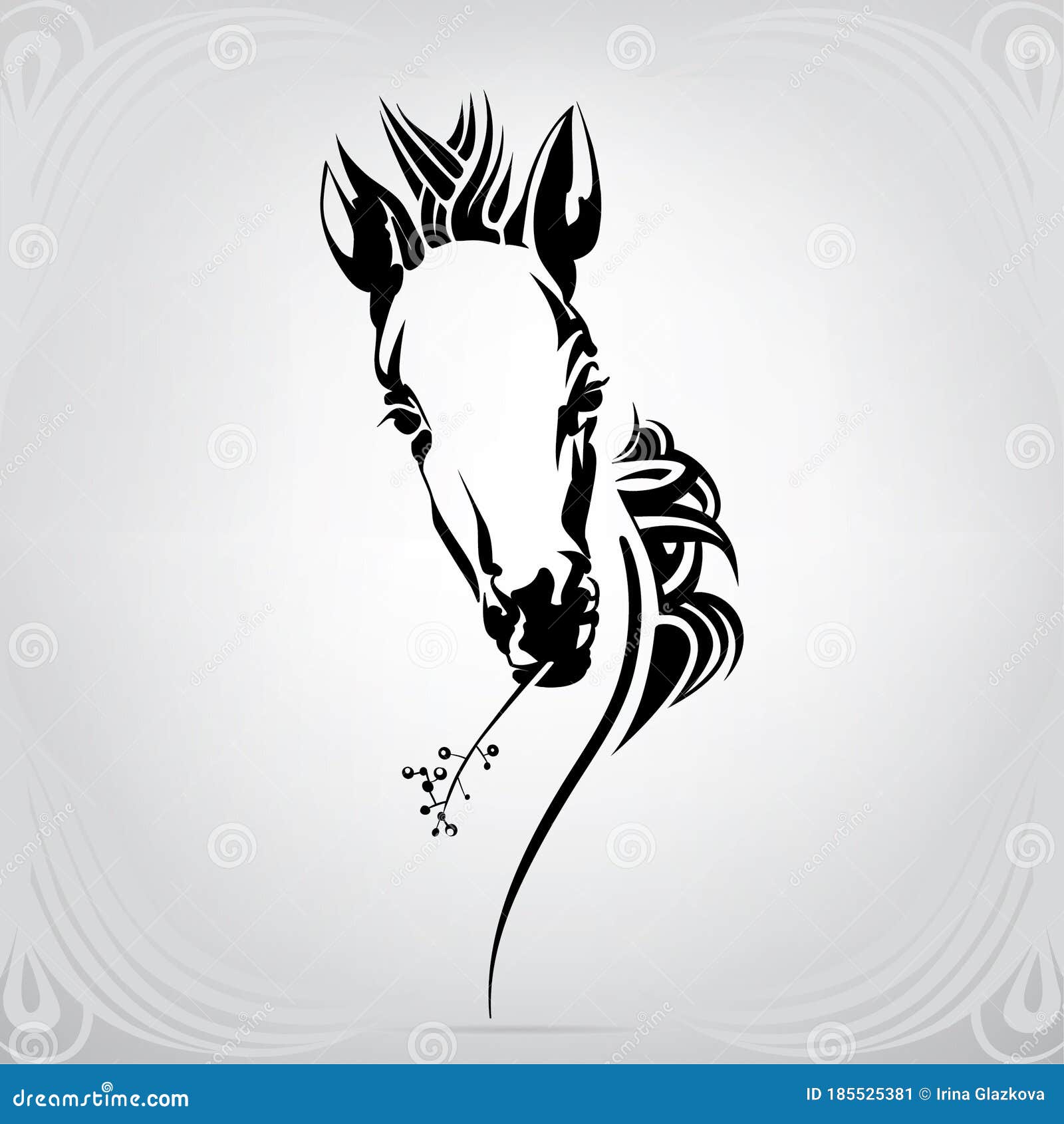 Silhouette Of The Head Of A Foal Vector Illustration Stock Vector