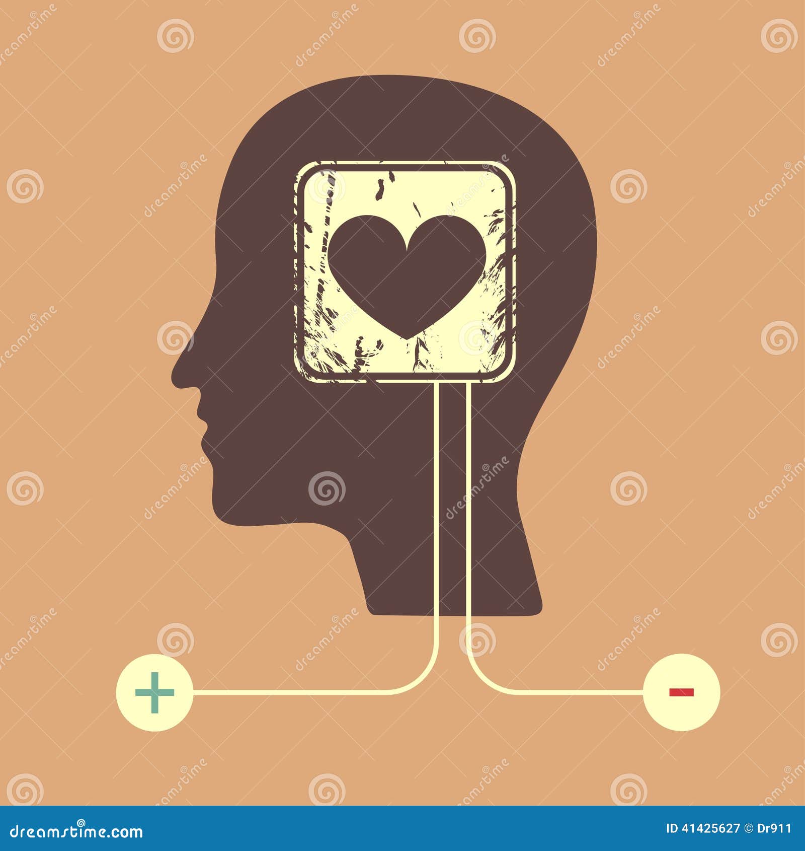 SIlhouette of Head with Heart Symbol Stock Vector - Illustration of ...