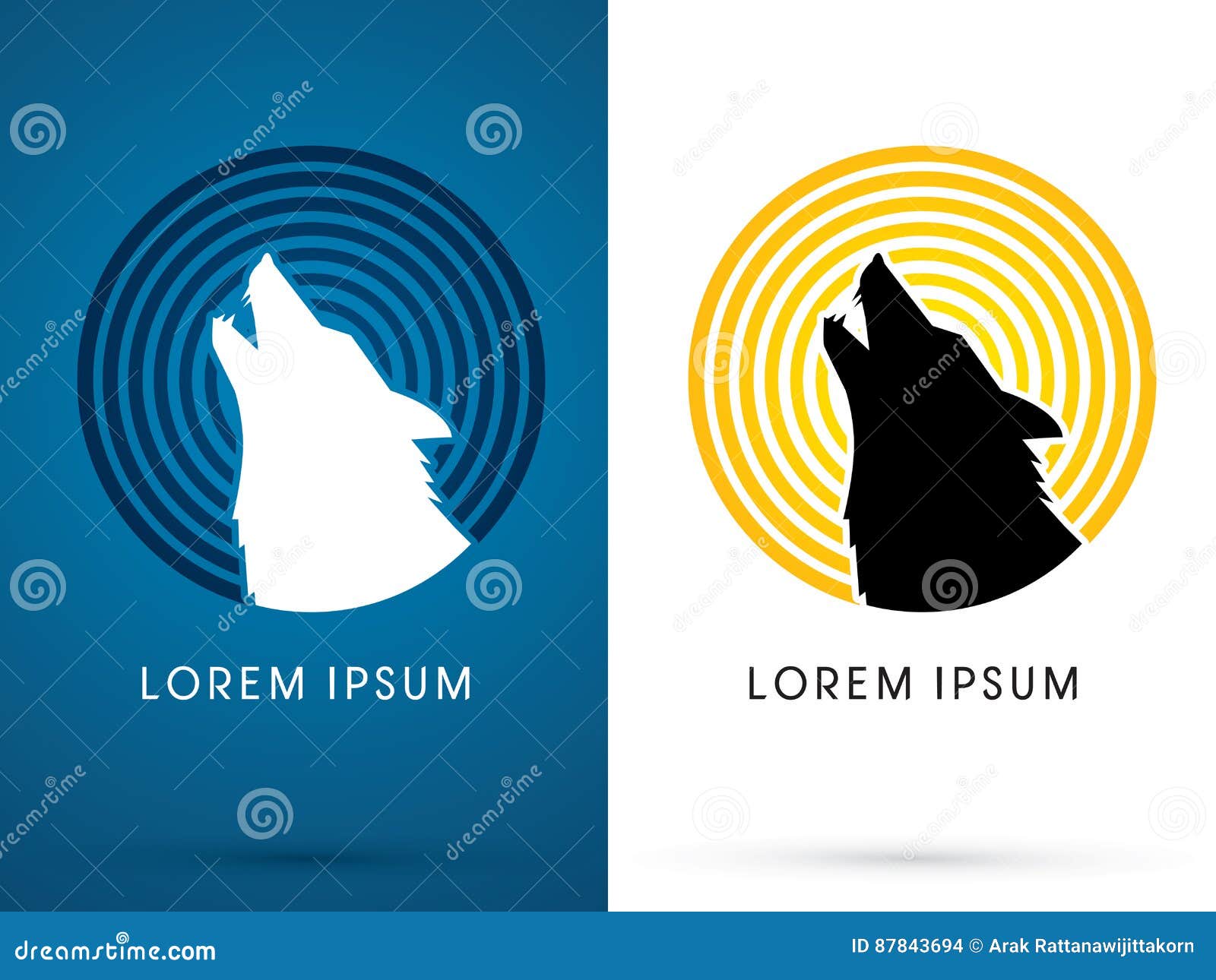 Silhouette Head Howling Wolf Stock Vector - Illustration of cycle ...