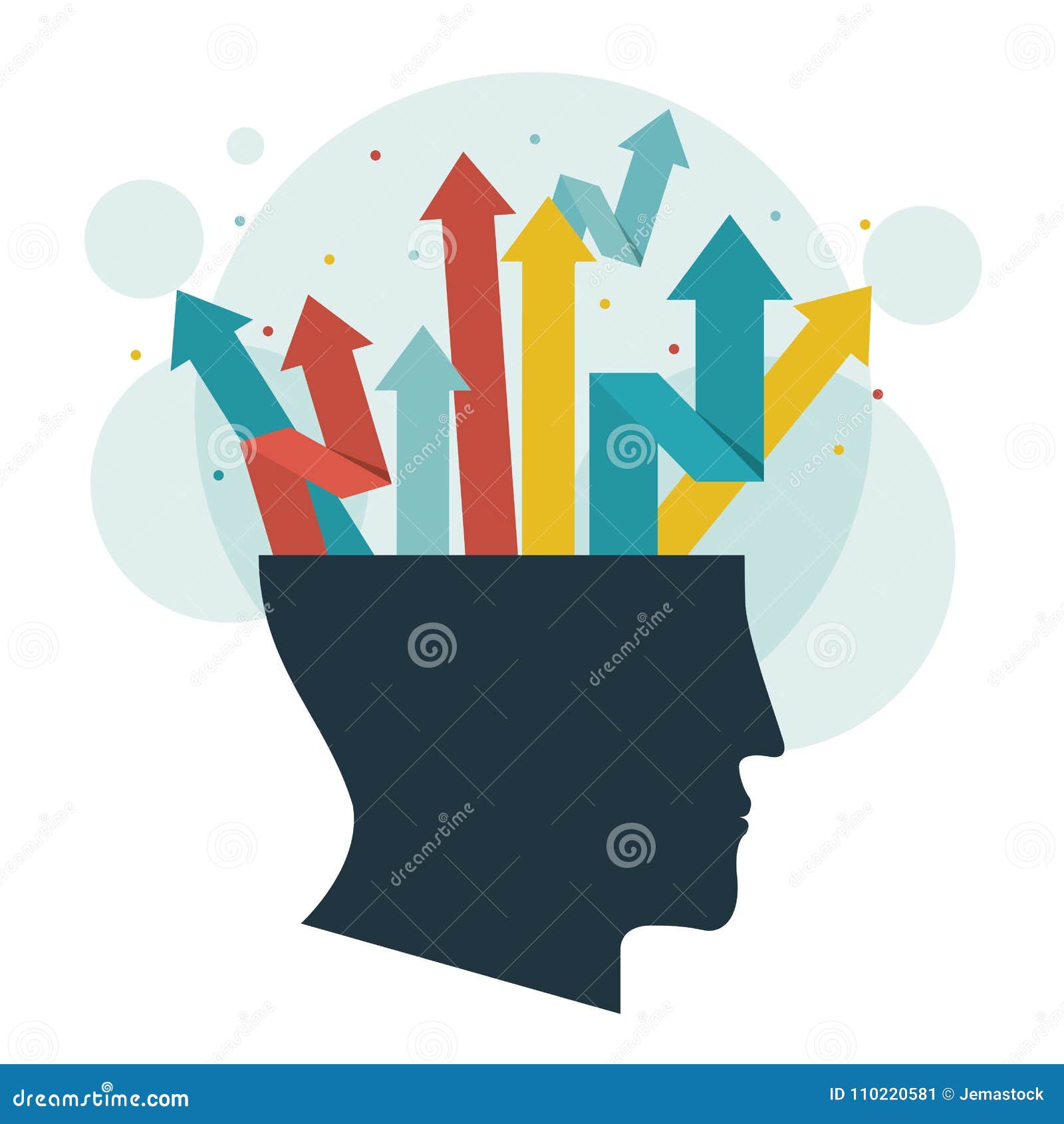 Silhouette Head Human Arrow Idea Thinking Stock Vector - Illustration ...