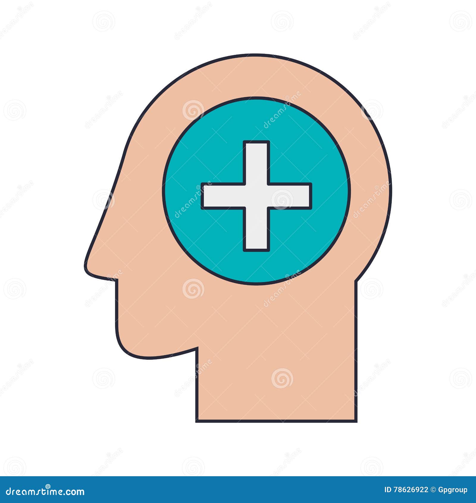 Silhouette Head Human and Cross Shape Stock Vector - Illustration of ...